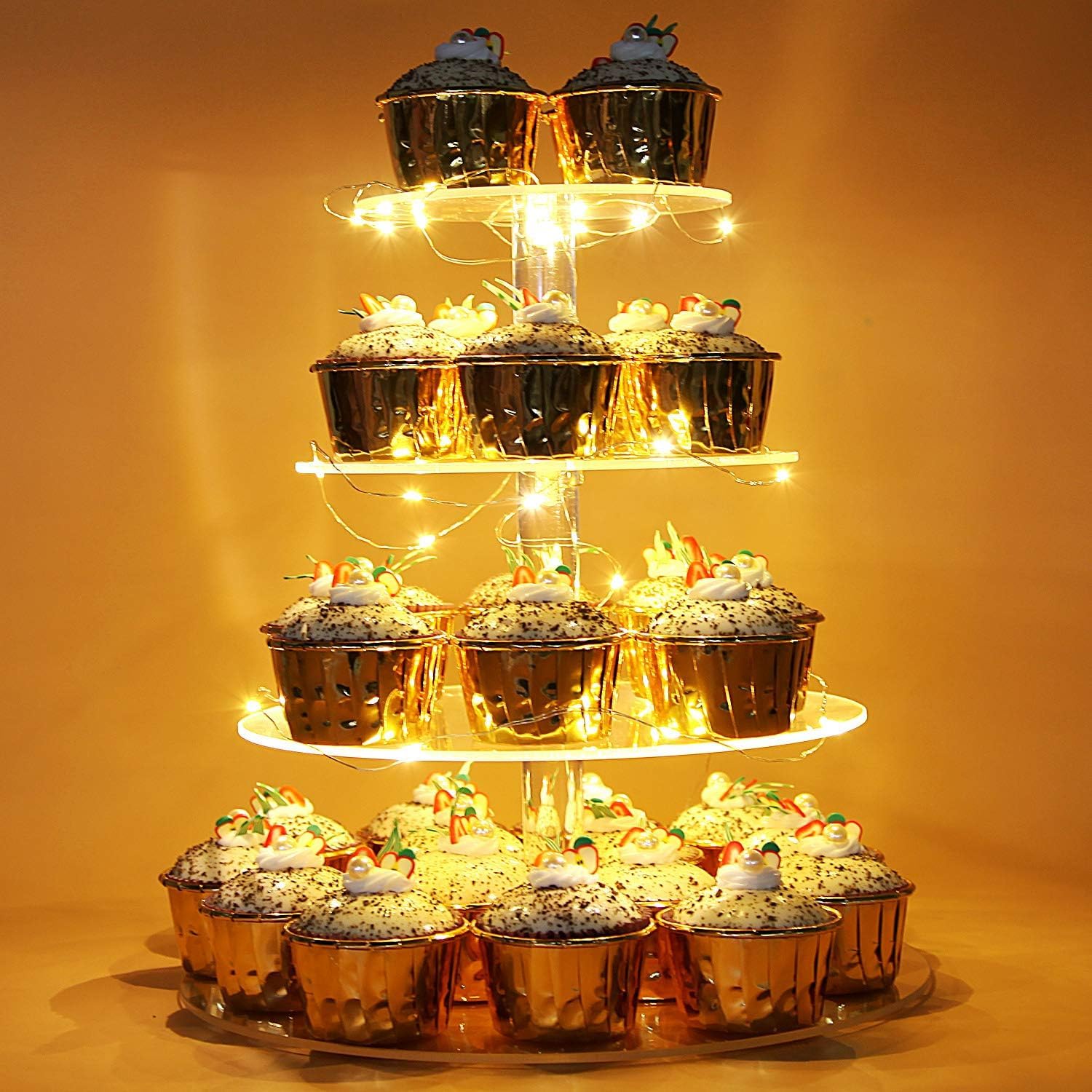 Vdomus Acrylic 4 Tier Cupcake Stand Cupcake Pastry Display Stand with ...