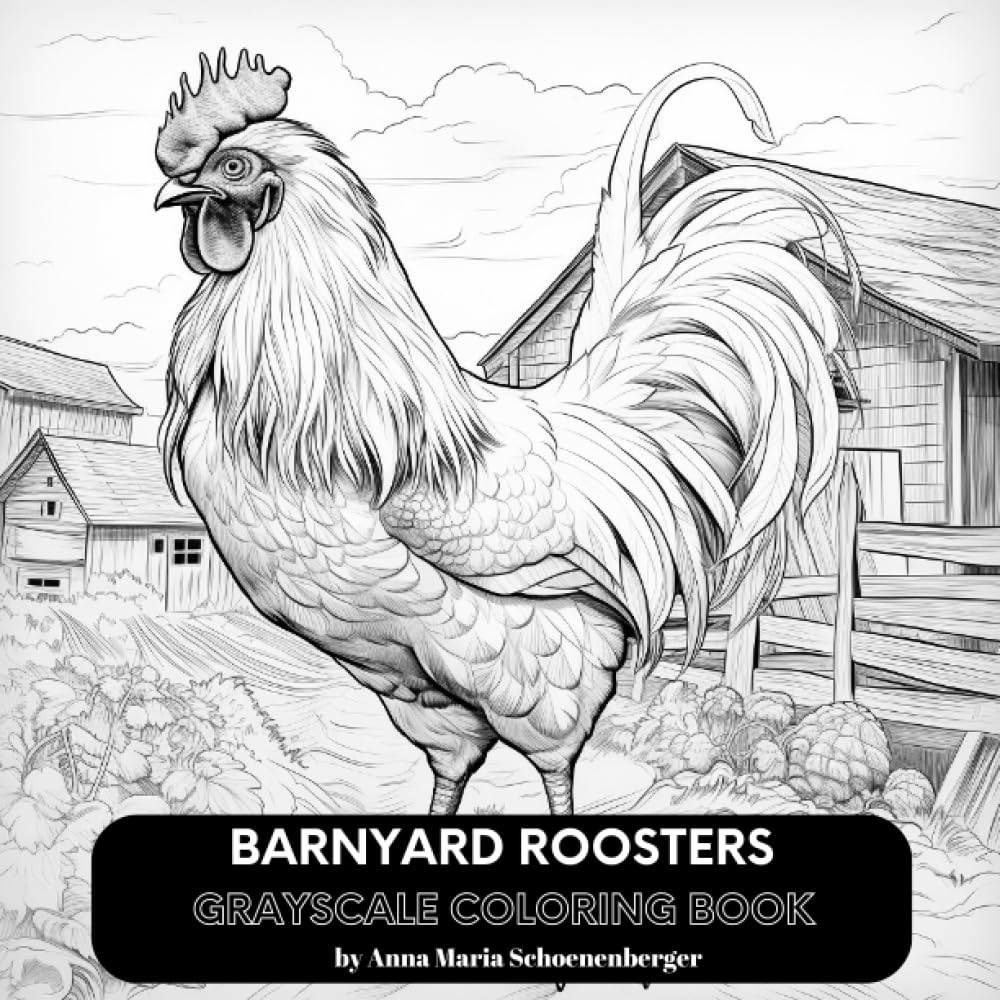 Amazon.com: BARNYARD ROOSTERS Grayscale Coloring Book (Grayscale ...
