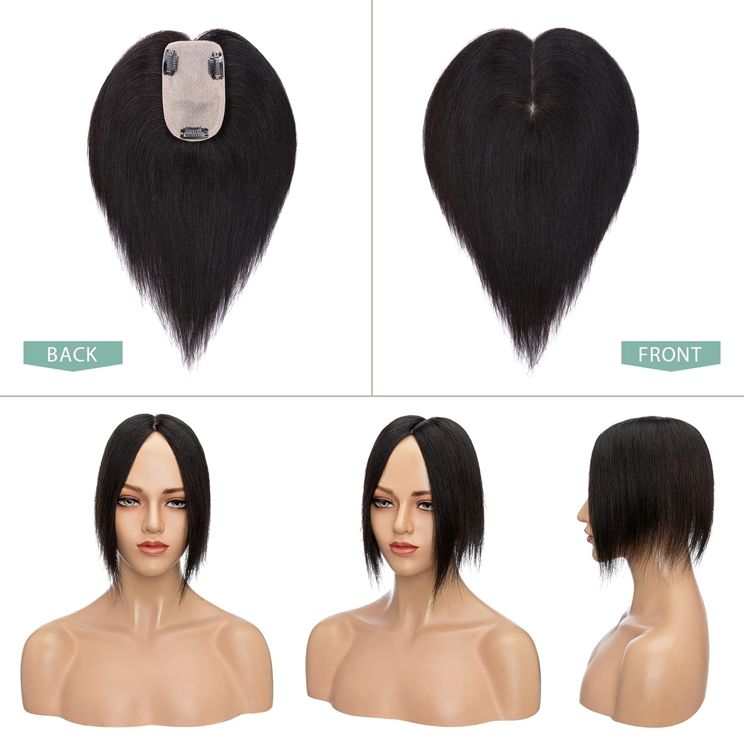 Buy Hairro Human Hair Toppers for Women, 8 Inch Remy Clip in Hair Piece ...