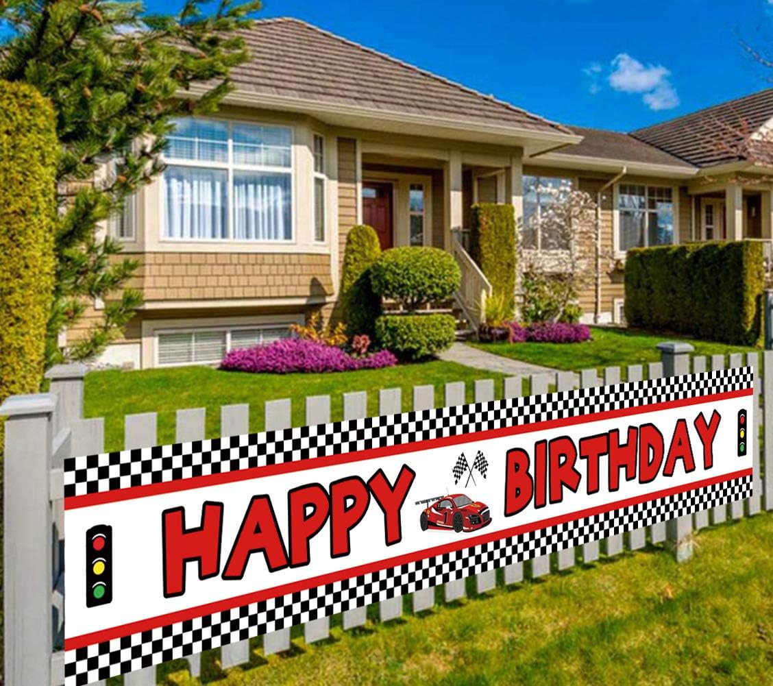 Amazon.com: Racing Cars Happy Birthday Decorations Backdrop Banner ...