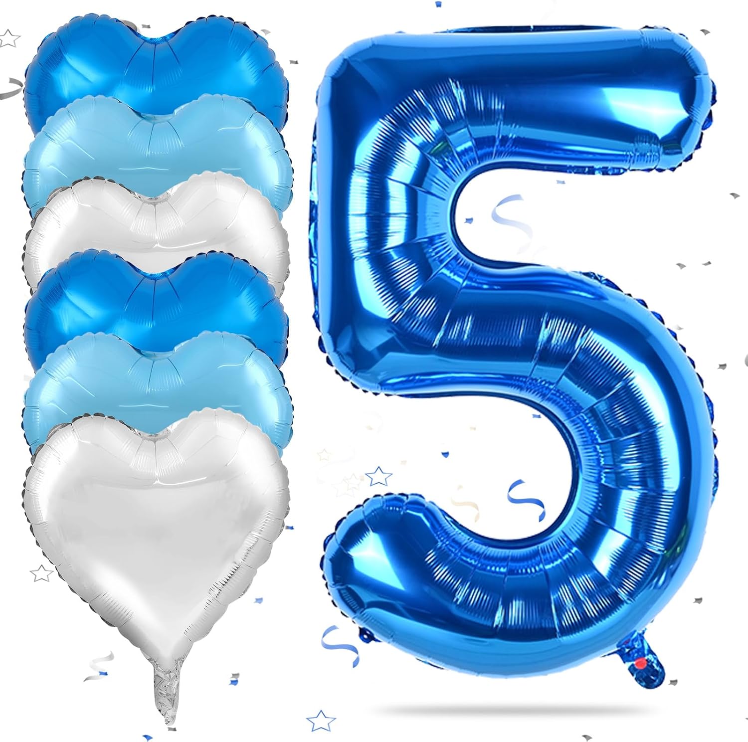 Amazon.com: Biapian 40 Inch Blue Number 5 Balloons, Large Number 5 ...