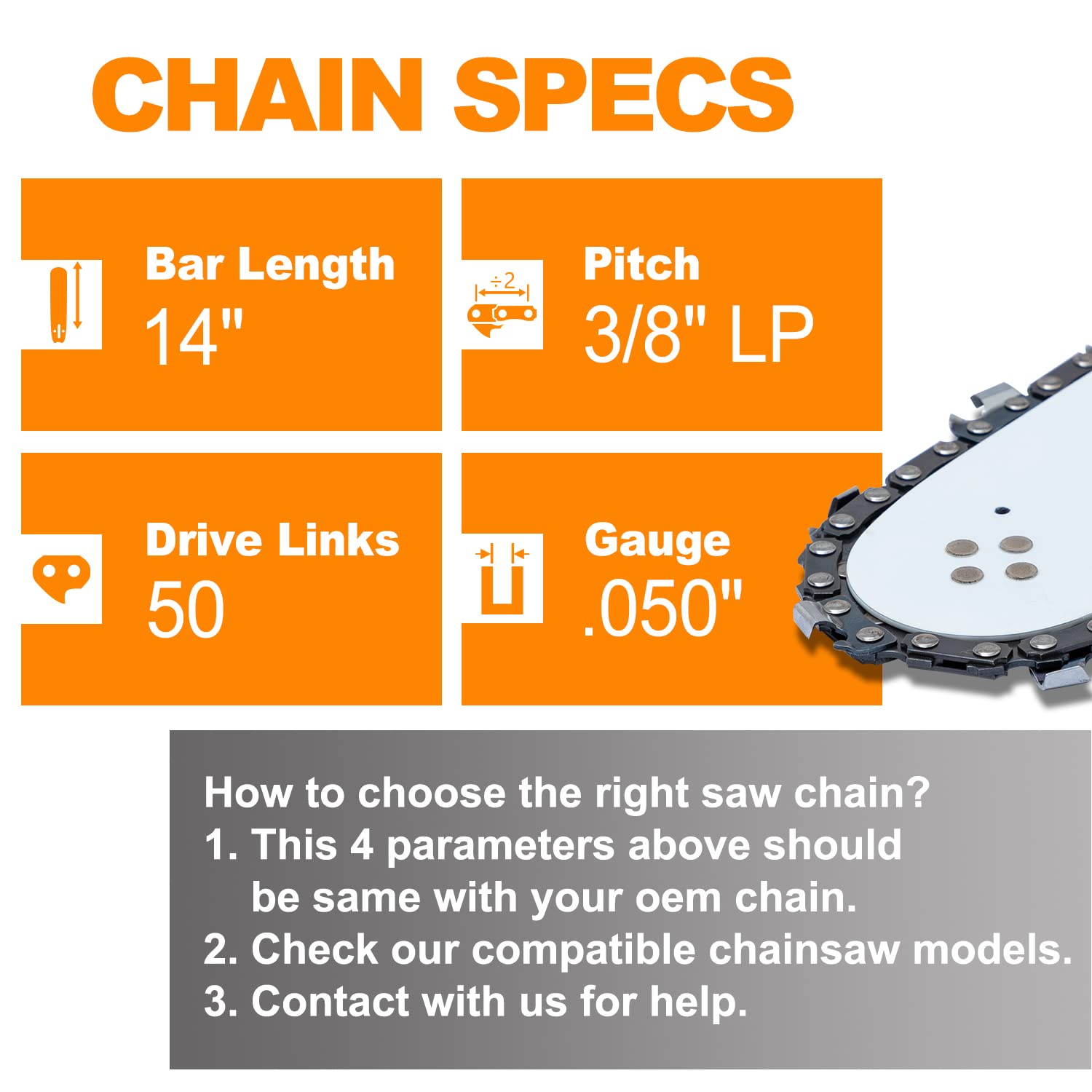 Snapklik.com : SUNGATOR 3-Pack 14 Inch Chainsaw Chain SG-S50