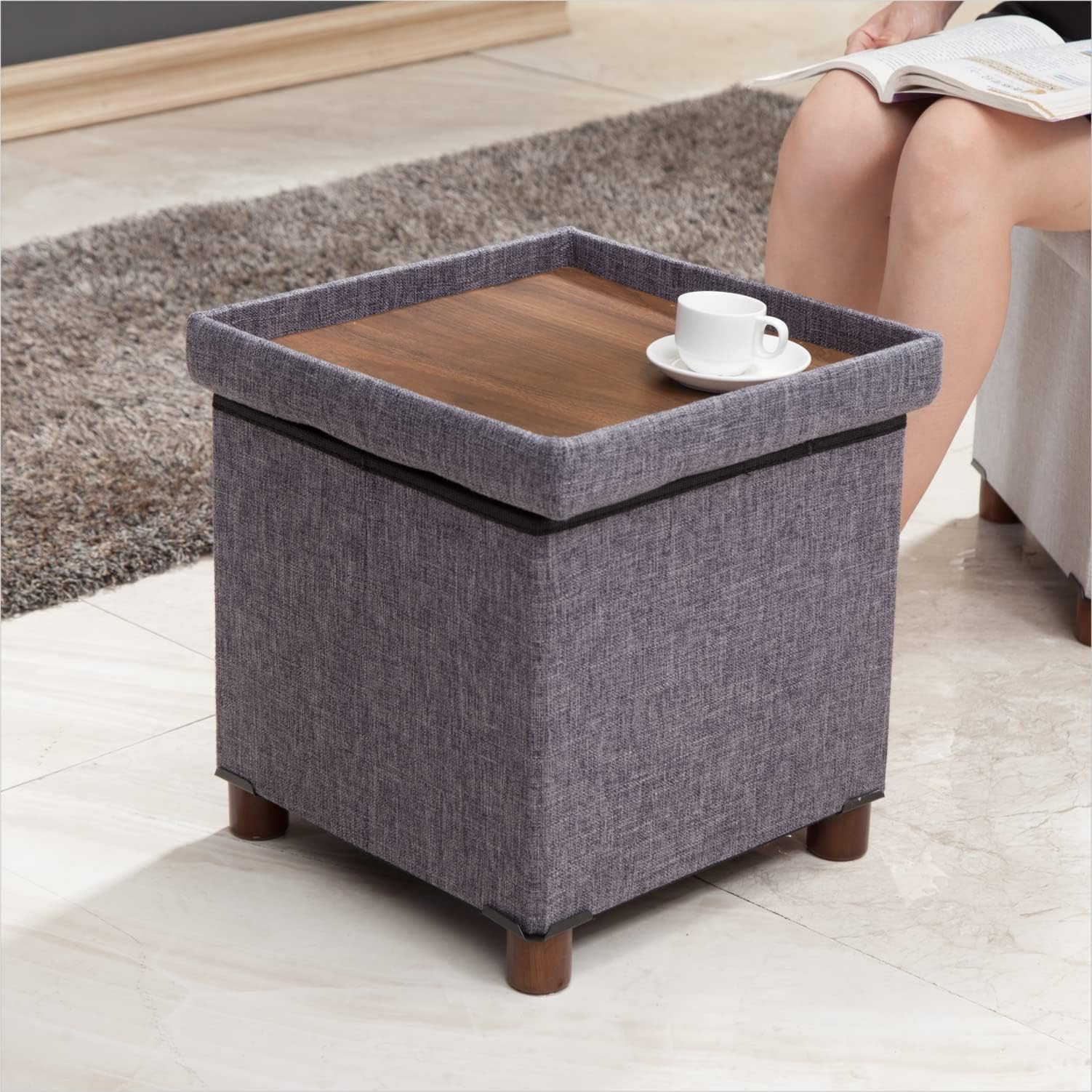 Amazon.com: Adeco Chest and Footrest-Square Seat Storage Bench Ottoman ...