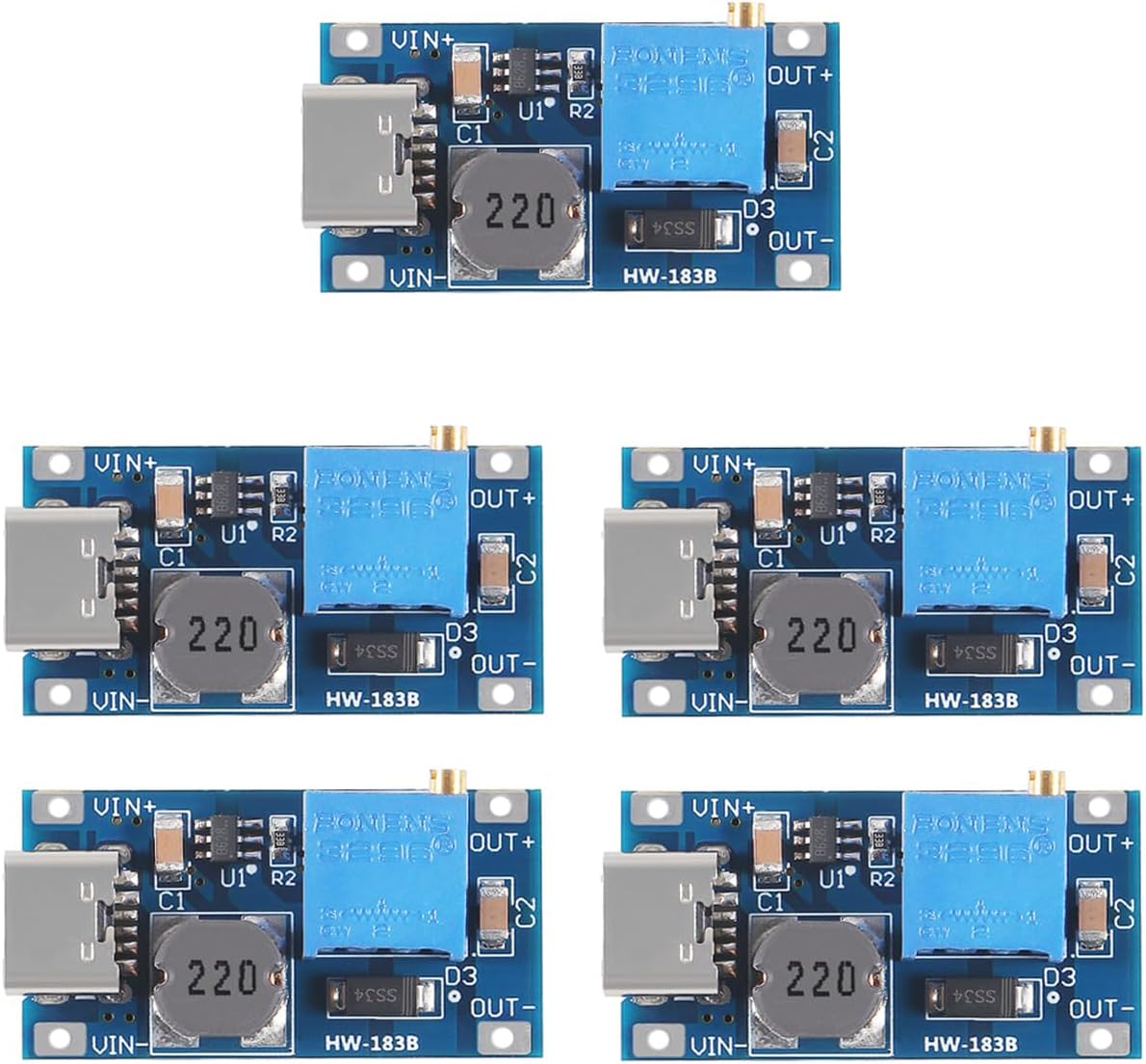 Amazon.com: 5Pcs Boost Module MT3608 DC-DC Step Up Converter 2A Boost ...