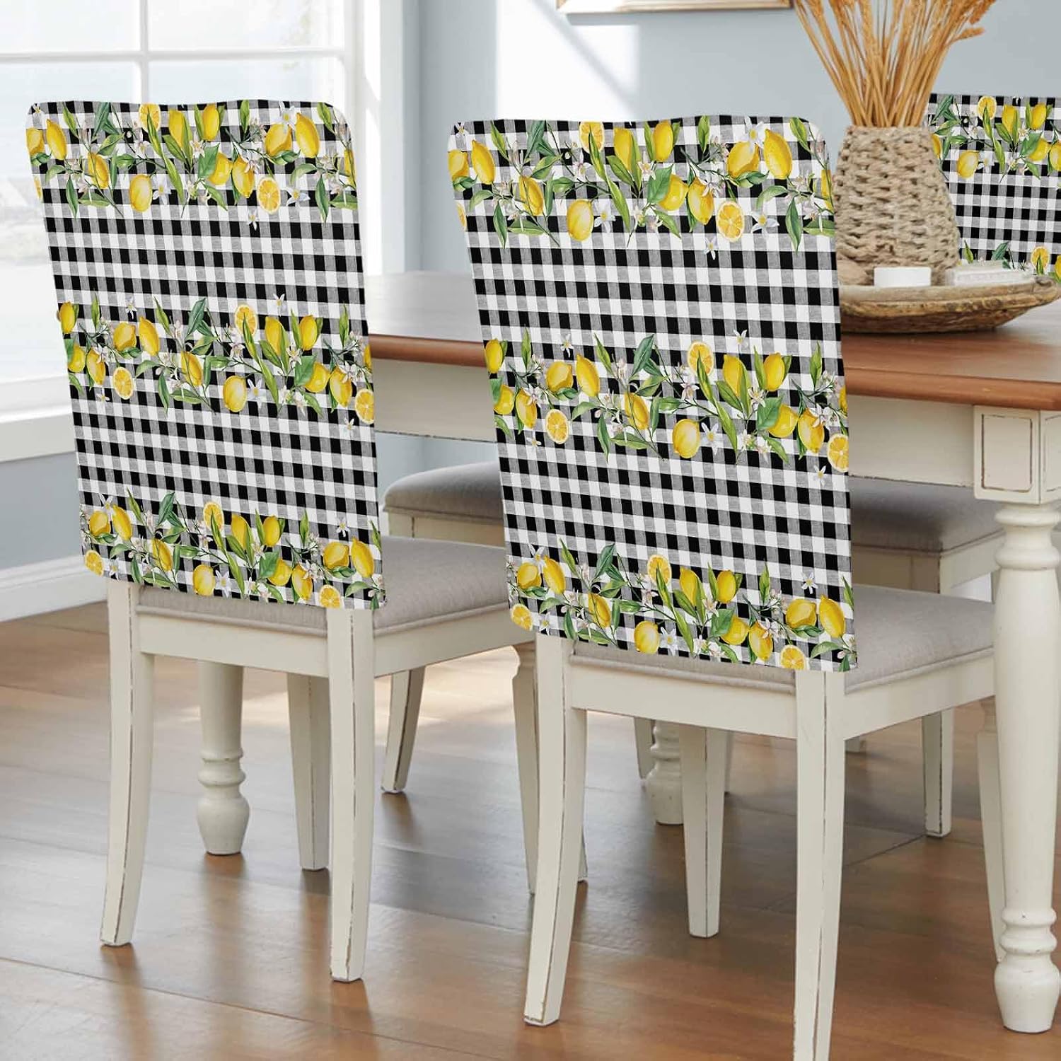 Amazon.com: Anzona Chair Back Covers for Dining Room, Lemon 6 Pcs ...