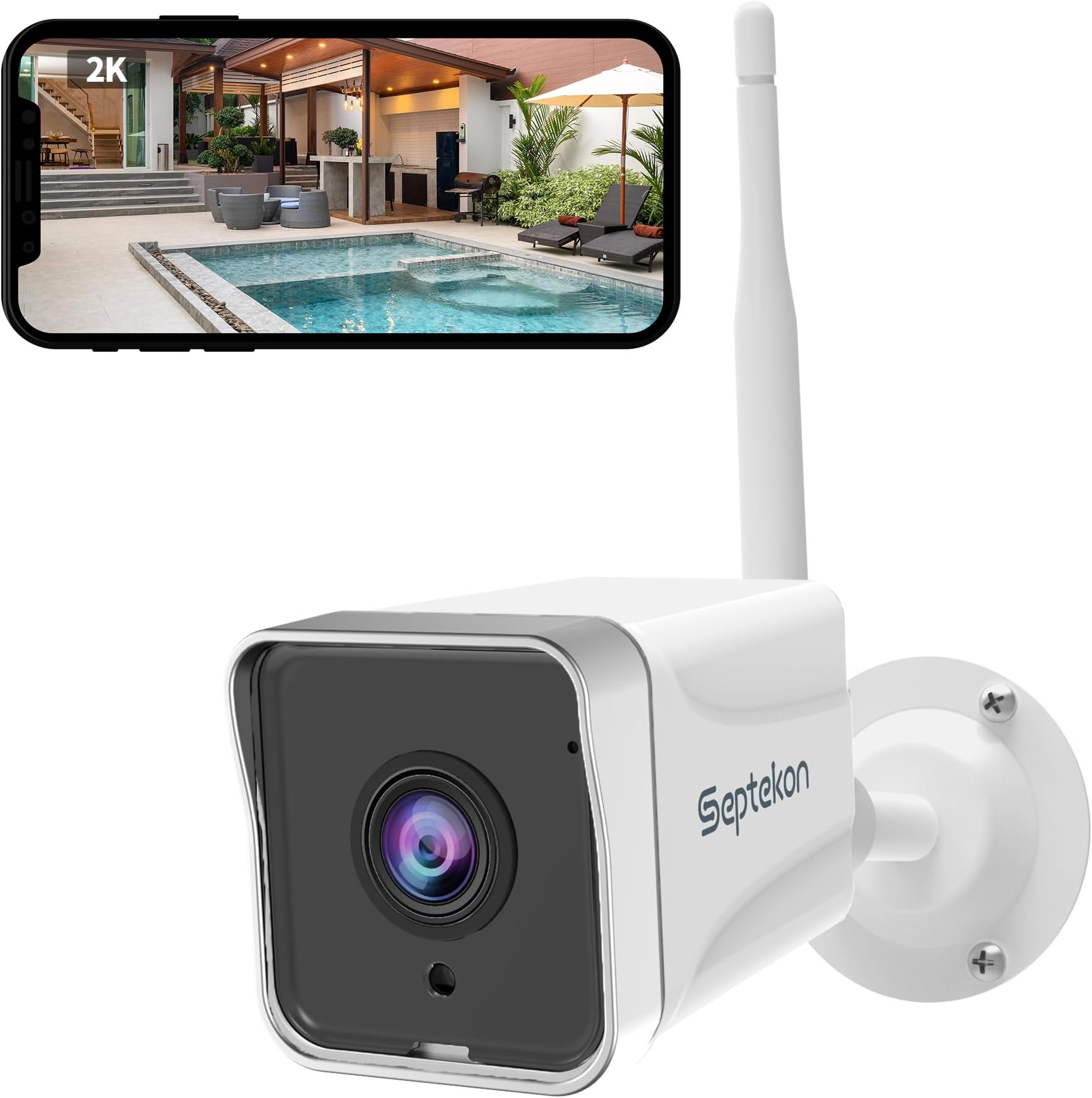 Amazon.com : Septekon 2K Security Cameras Outdoor, 2.4G Wired WiFi ...