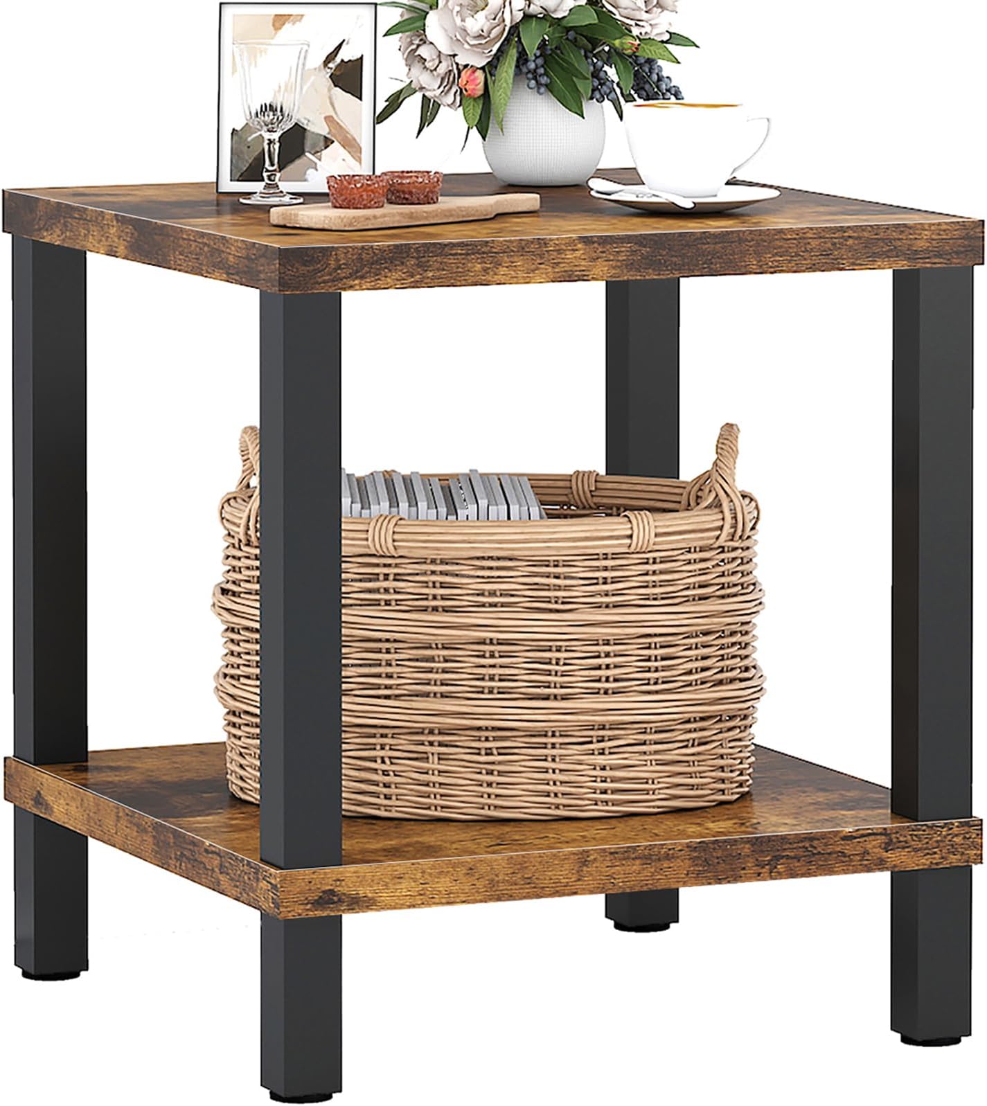 Amazon.com: Homelegance Factory 24" x 22" End Table, Rustic Brown ...