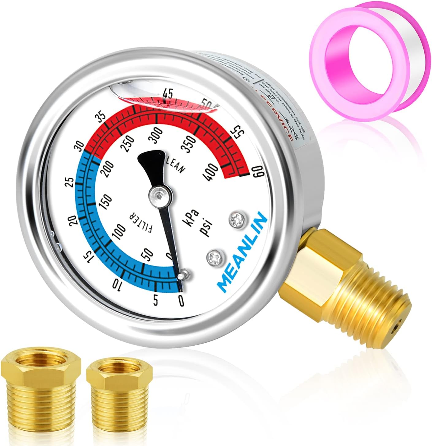 Amazon.com : 2 Pcs 2 Inch Dial Pool Pressure Gauge Kit Universal Clean ...