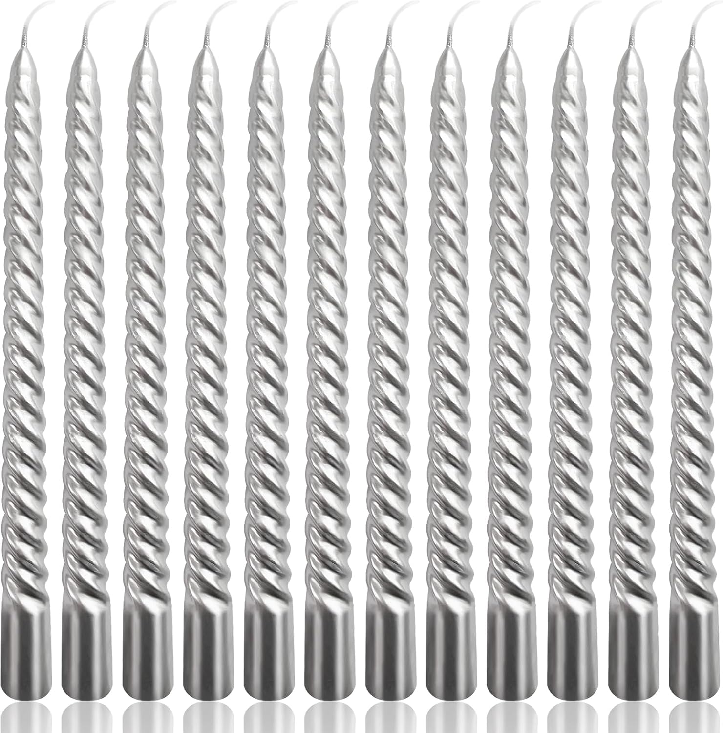 Amazon.com: 10 Inch Silver Spiral Taper Candles Set for Holiday Decor ...