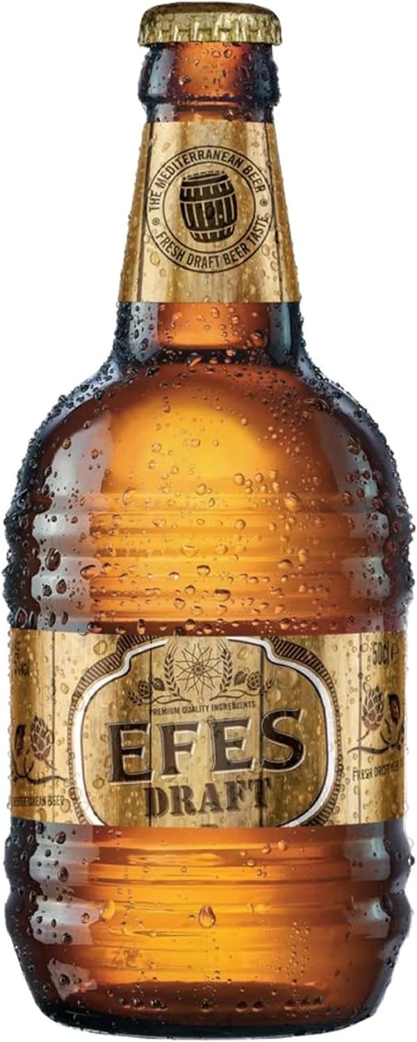 EFES Draft Lager Beer 12 x 500ml Barrel-Shaped Bottles, 5 percent ABV ...