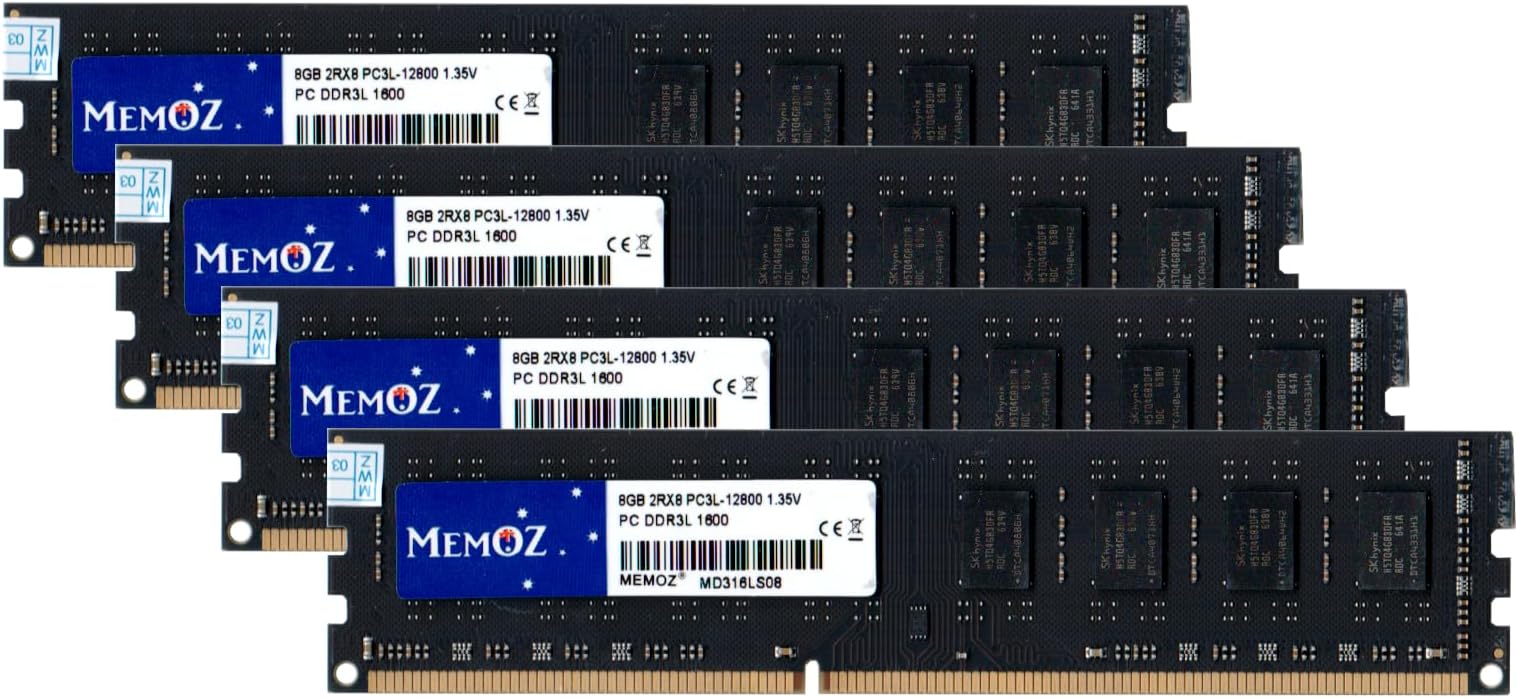 32GB DDR3 Desktop RAM 4X 8GB 1600MHz PC3L 12800U DIMM Memoz 5 Years ...