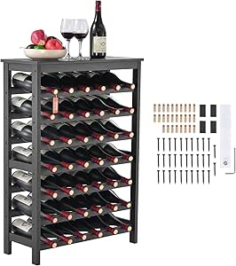 VEVOR Stackable Modular Wine Rack, Solid Bamboo Wood Storage Racks ...