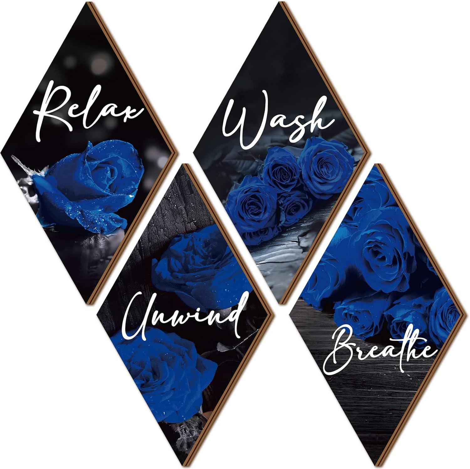 Amazon.com: 4 Pcs Blue Rose Marble Style Bathroom Wall Decor Relax Soak ...