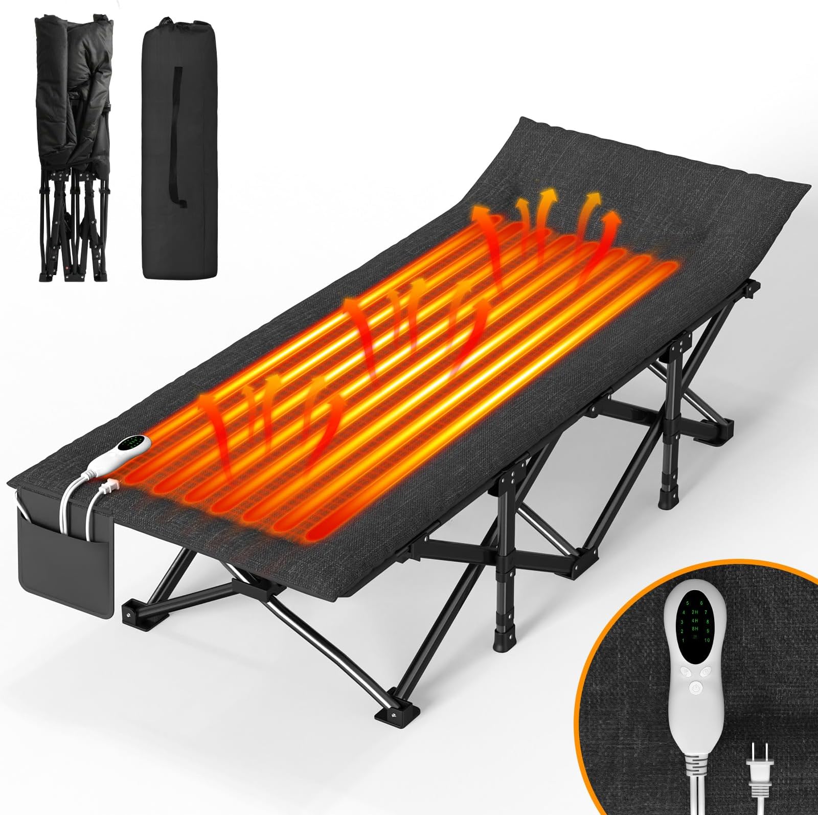 Amazon.com: BESTHLS Heated Camping Cot for Adult 600D Oxford Portable ...