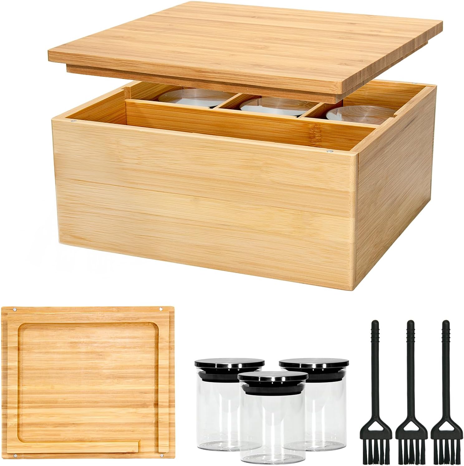 Amazon.com: Misecrisa Stash Box with Tray - Large Wooden Box with ...