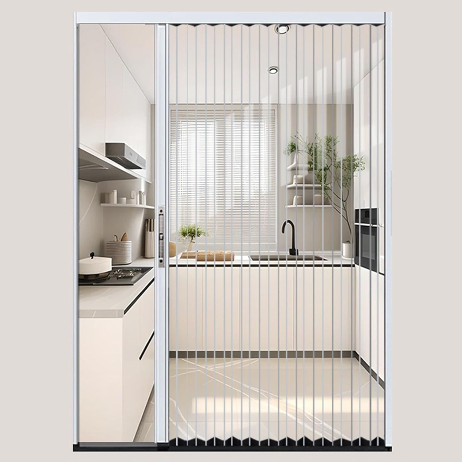 RENLXFI 72 74 76 78 80 82 84 90 96 in Tall White Pleated Door Folding ...