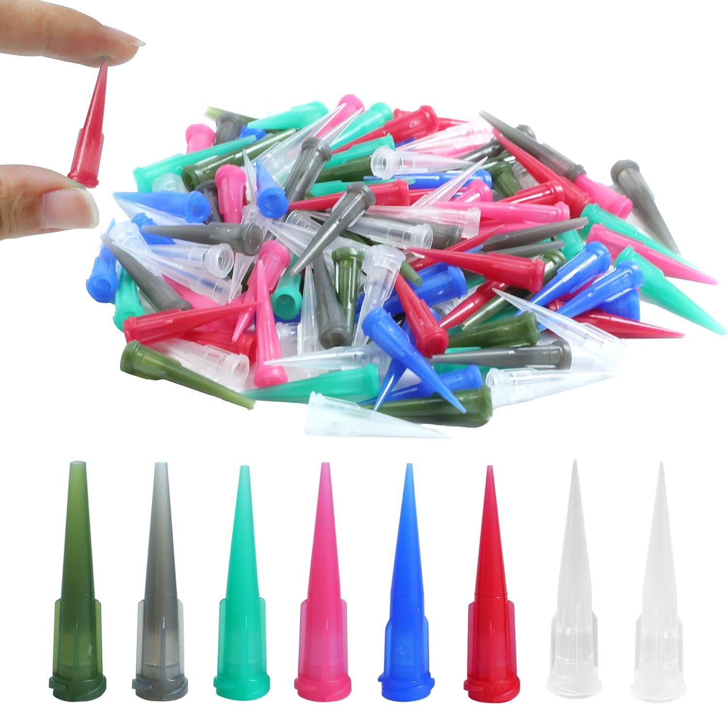 128 Pcs 8 Size Blunt Plastic Tapered Tip Dispensing Needle Tips ...