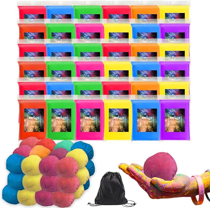 Amazon.com: ARELUX Holi Powder Color Run Powder Balls 36 Pack 80g Each ...