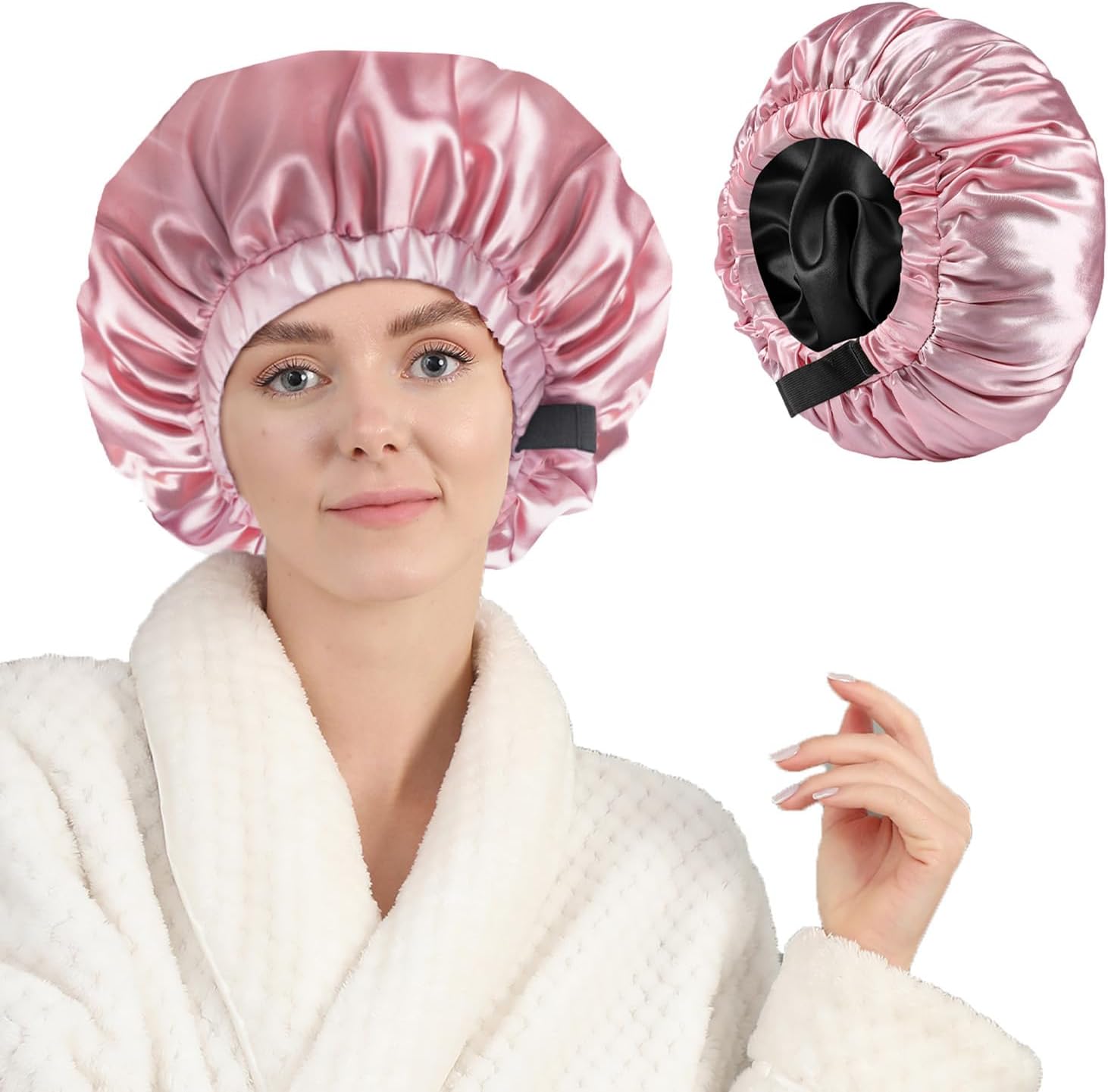 Amazon.com : SERAPHONIA 2Pcs Satin Bonnet, Hair Bonnet for Sleeping ...