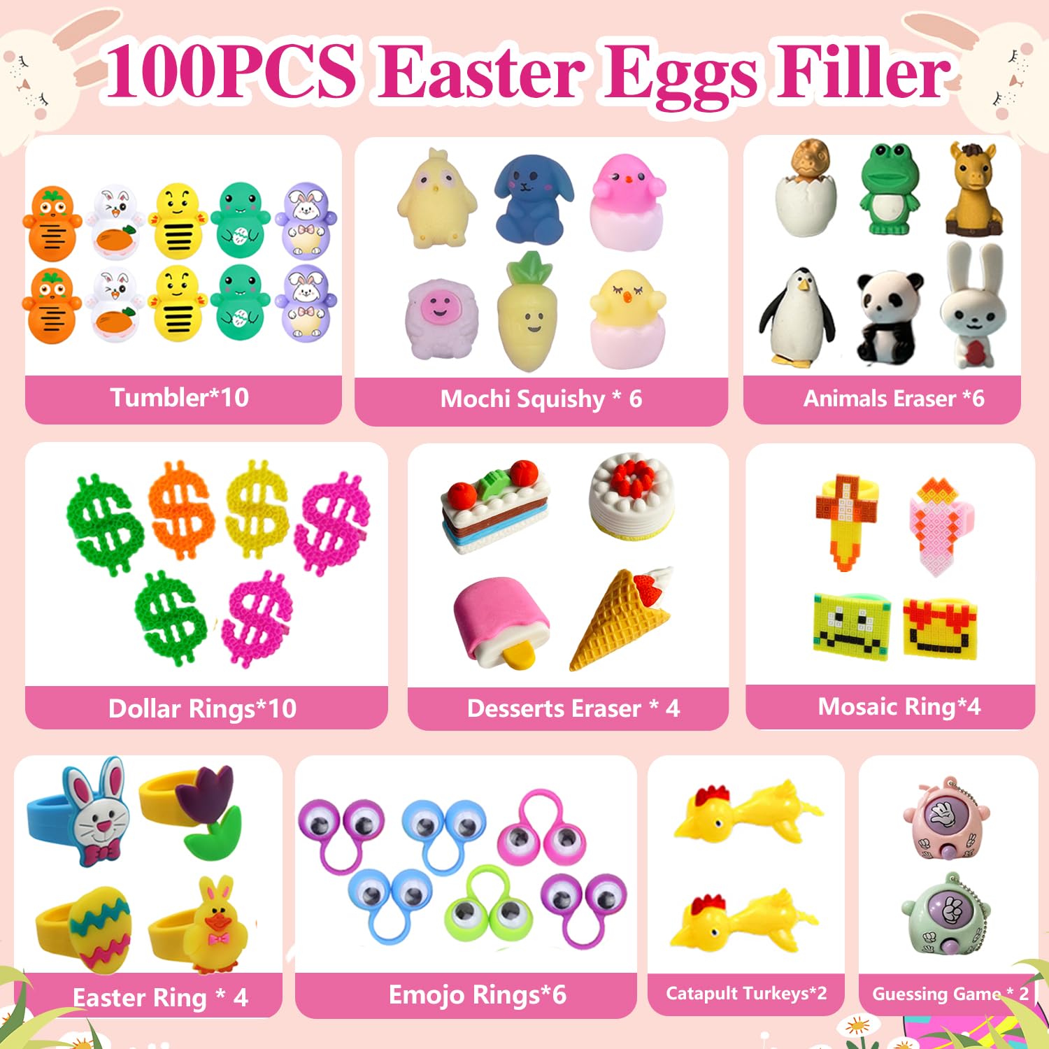 Snapklik.com : SQZUWIT 100PCS Easter Egg Fillers Basket Stuffers Essentials