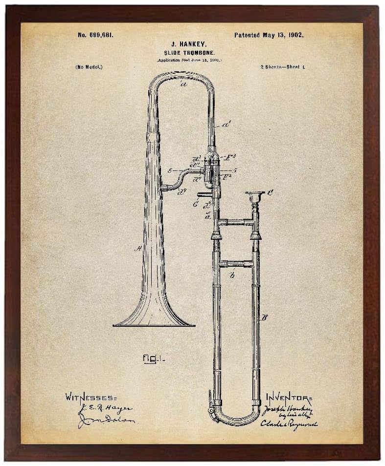 Amazon.com: Turnip Designs Slide Trombone Patent Poster Art Print Music ...