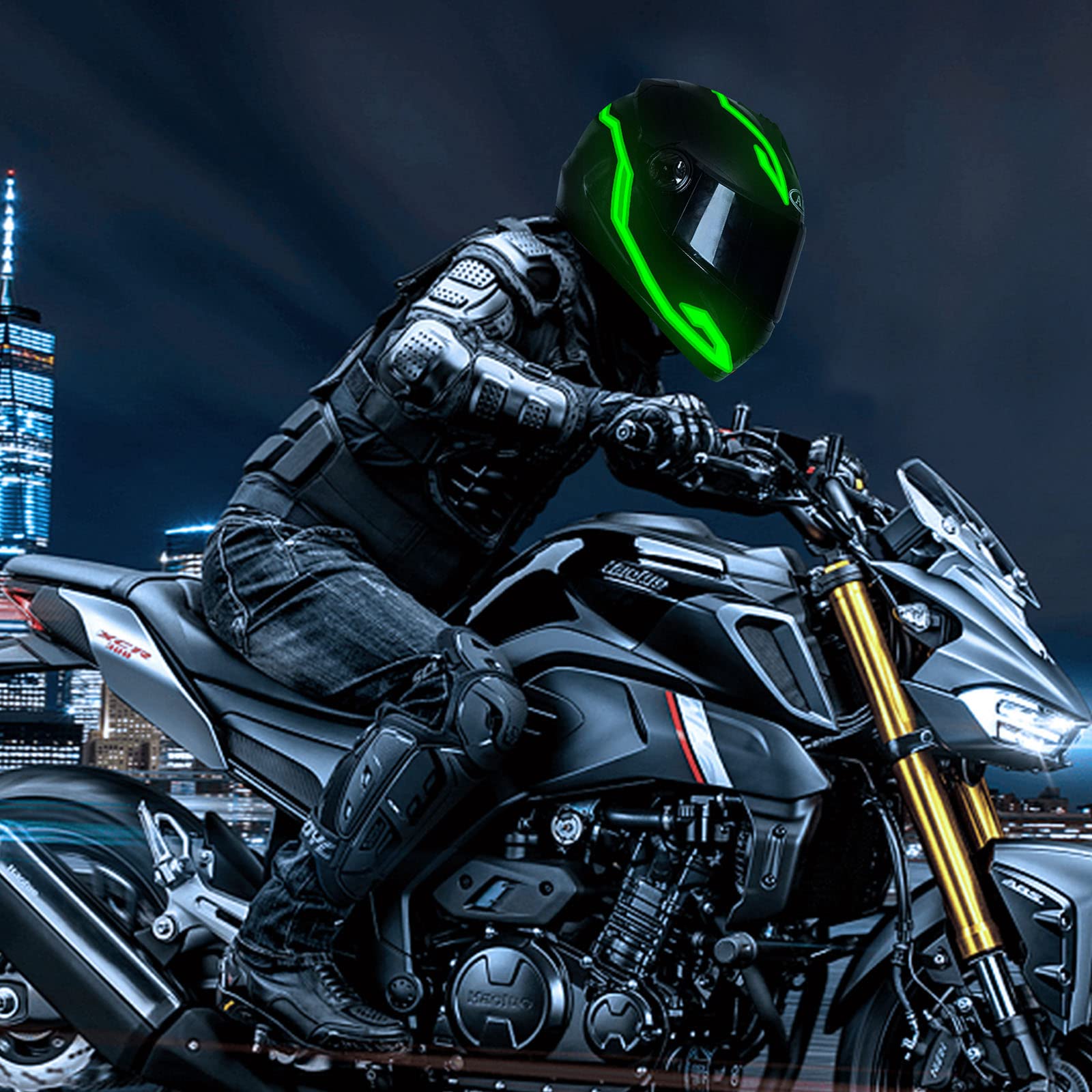 Snapklik.com : Motorcycle Helmet Light,3 Modes Driving EL Light Strips ...