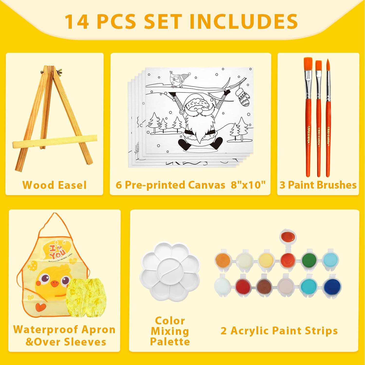 Pre Drawn Canvas for Painting for Kids – 6 Printed 8×10 Canvas, Acrylic ...