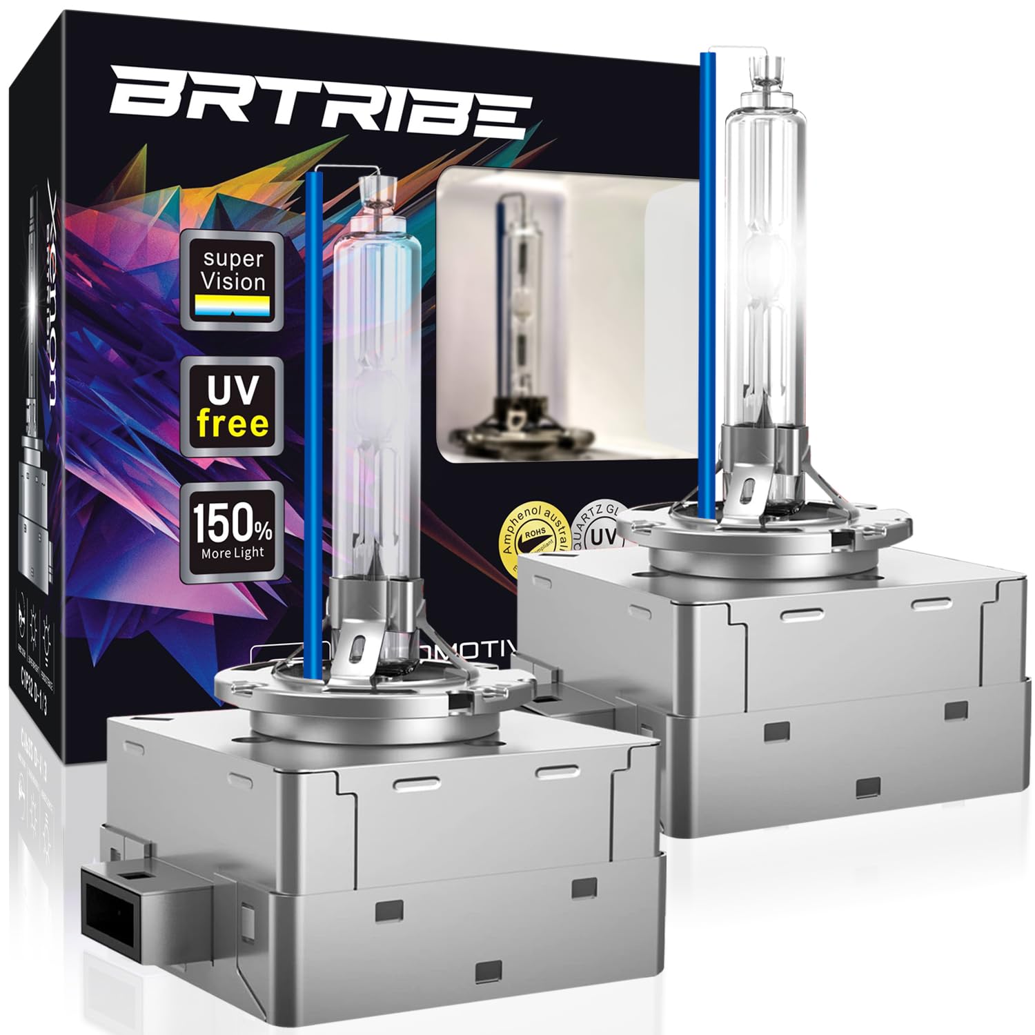 Amazon.com: BRTRIBE D1S Xenon Hid headlight bulbs 6000k pure white, 35W ...