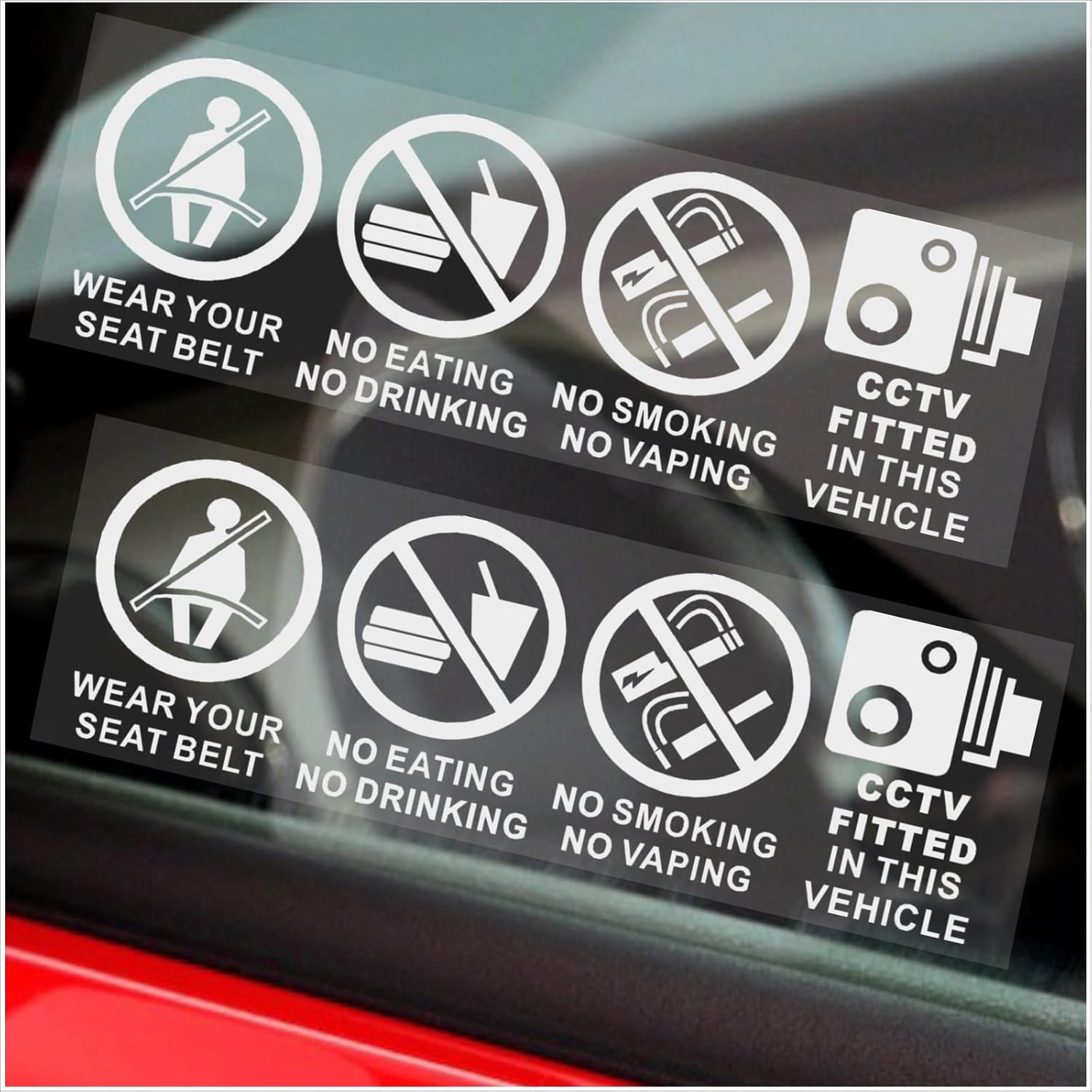 2 x T4 VEHICLE Stickers No Eating Drinking Smoking Vaping Wear your ...