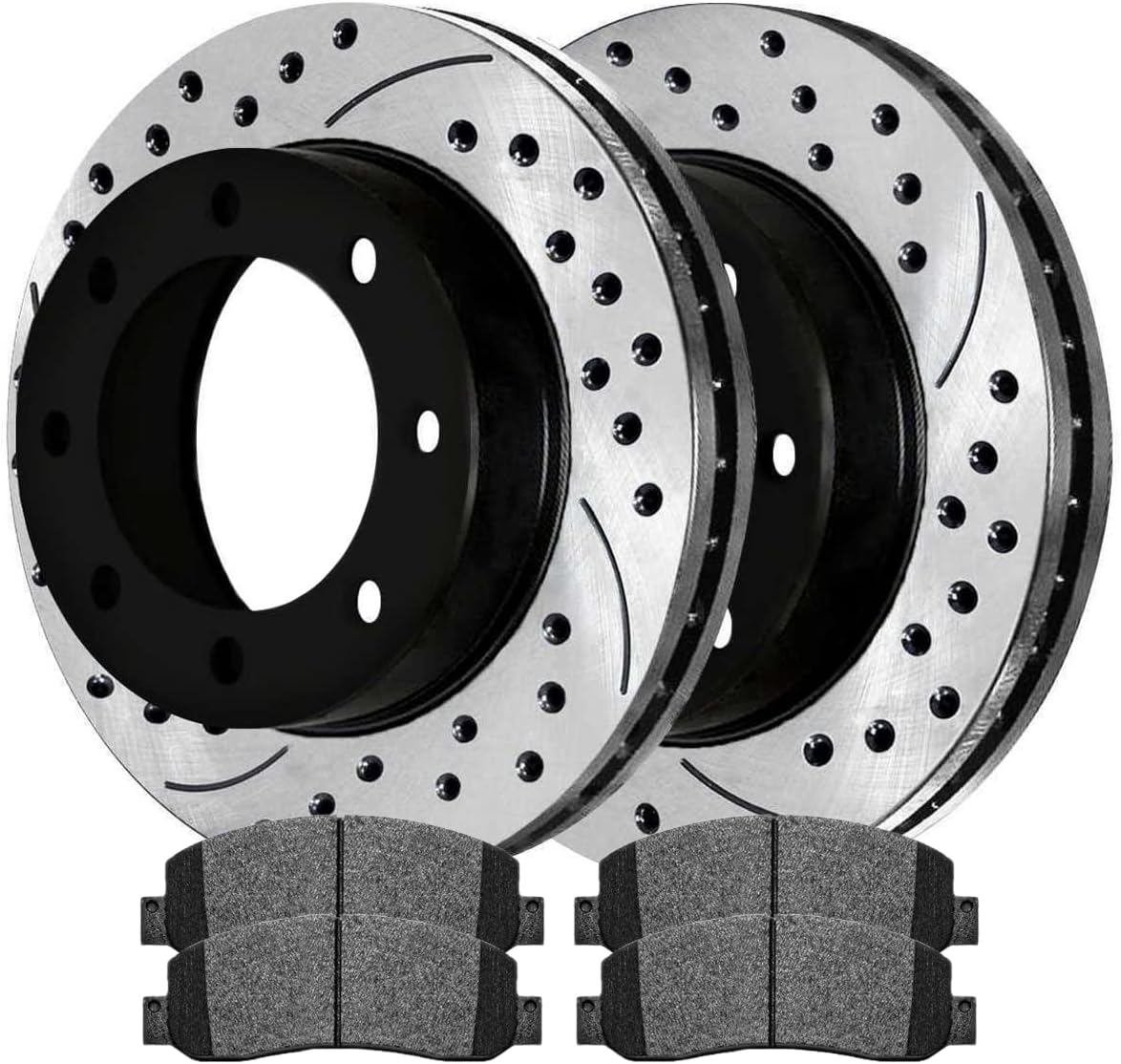 Amazon.com: AutoShack Front Drilled and Slotted Brake Rotors Black and Ceramic Pads Set Pair of ...