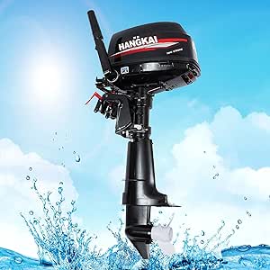 HANGKAI 2-Stroke 6HP Outboard Motor, Multi-gear Outboard Motors, 102CC Outdoor Boat Motors with ...