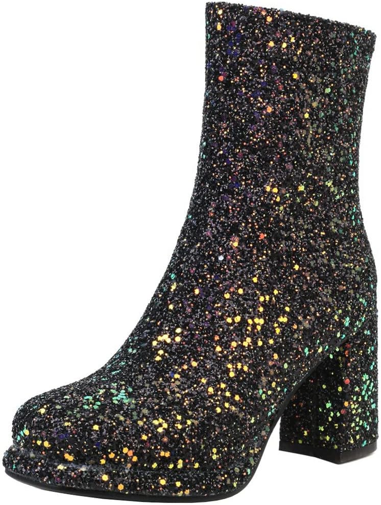 Amazon.com | KISSASA Womens Sequin Platform Boots Sparkly Glitter ...