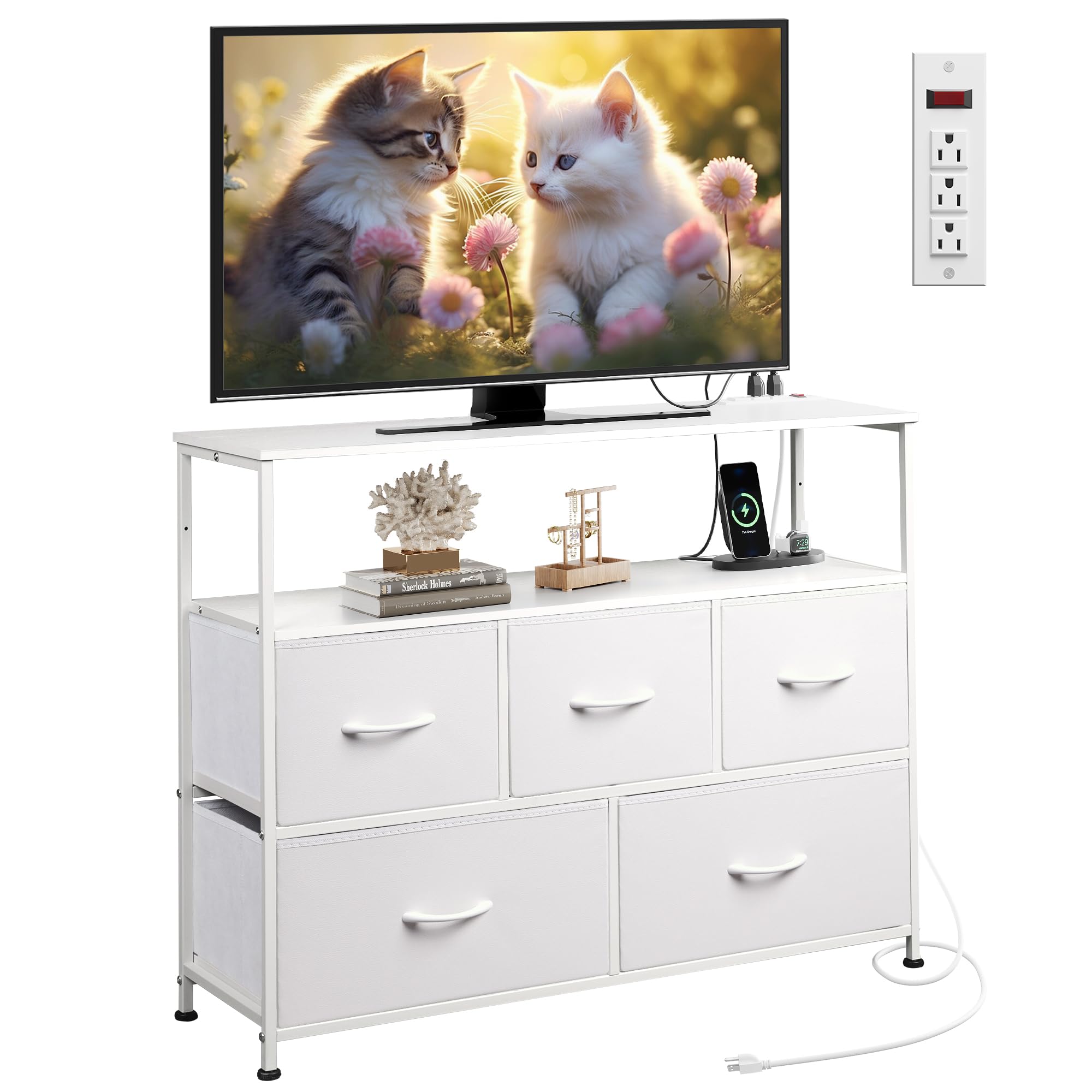 Amazon.com - WLIVE Dresser TV Stand for Bedroom, Entertainment Center ...