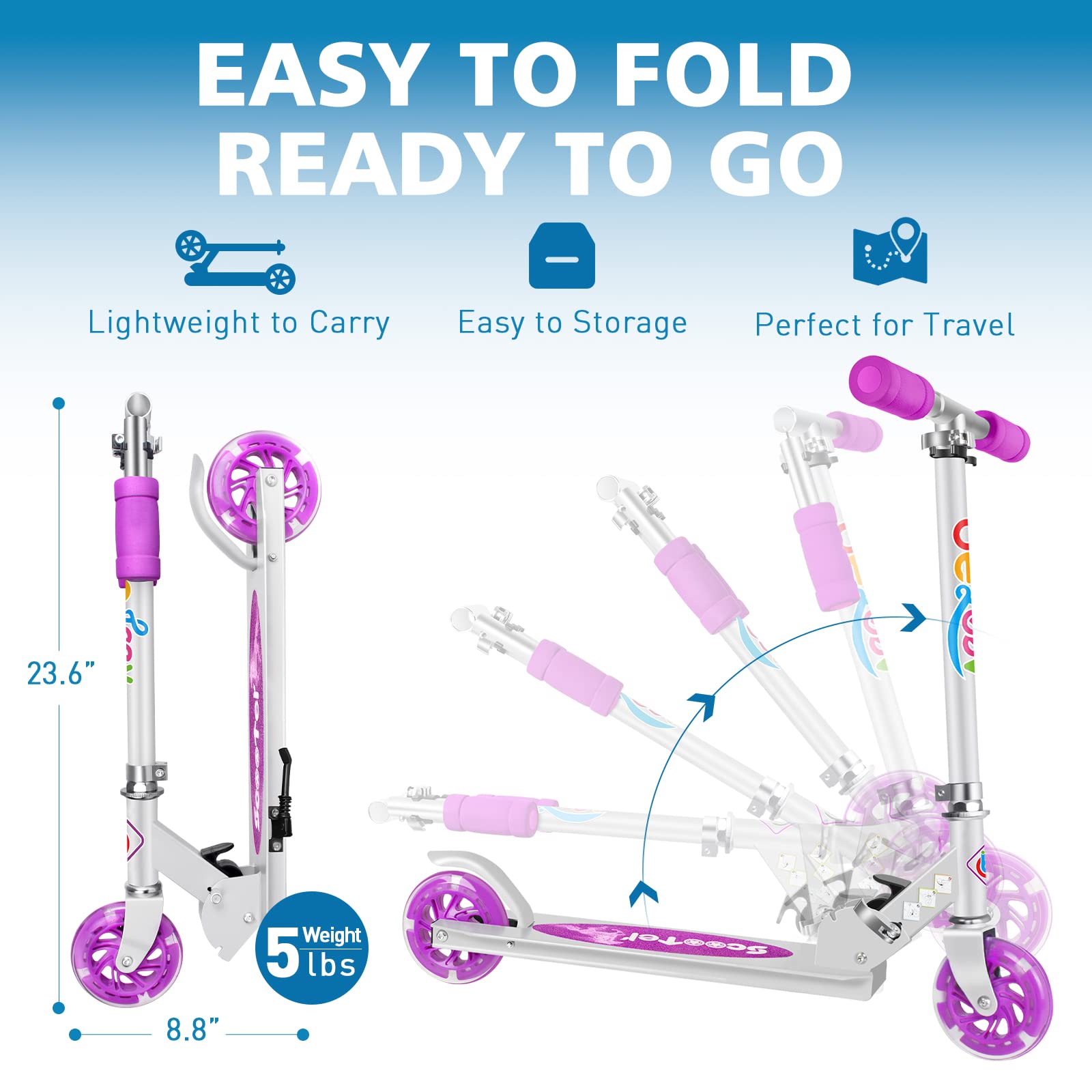 Snapklik.com : BELEEV V1 Kids Scooters For Girls Boys Ages 3-12, 2 ...