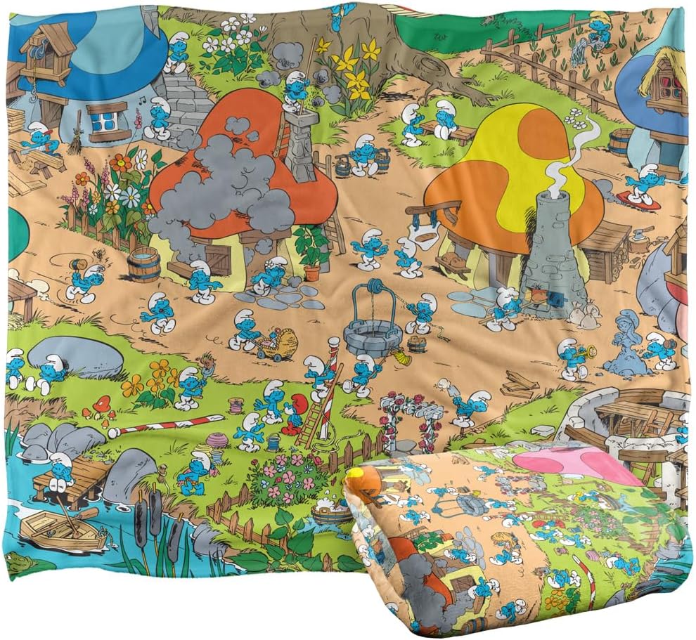 Amazon.com: The Smurfs Blanket, 60"x80" Smurf Village Silky Touch Super ...