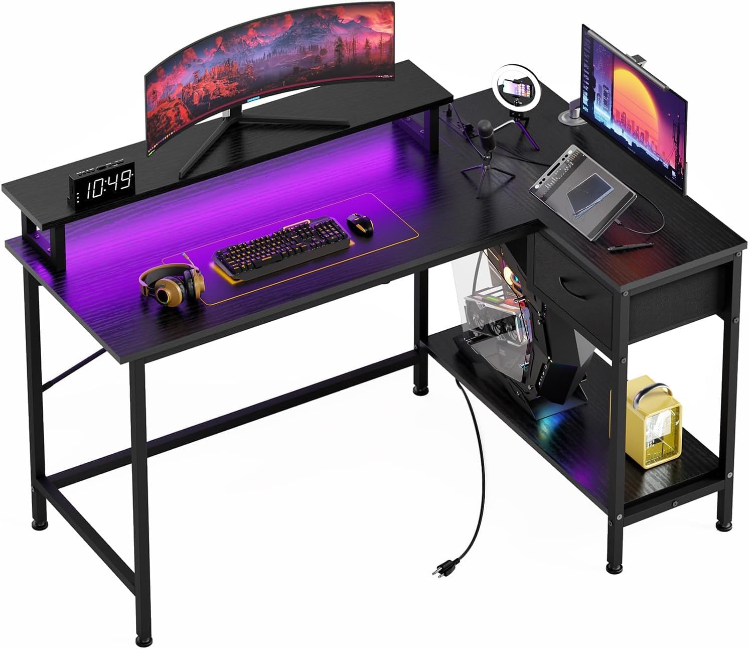 Amazon.com: TOMNK Gaming Desk for Bedroom L Shaped Small Corner ...