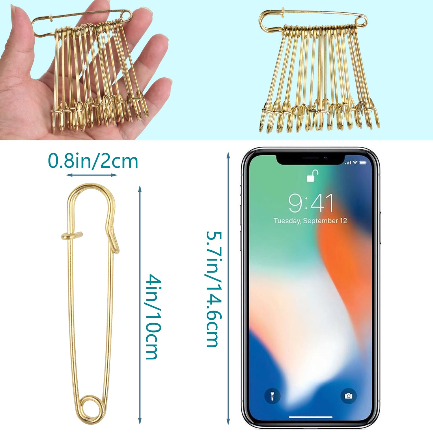 Snapklik.com : Large Safety Pins Heavy Duty - 4" Oversized Safety Pins ...