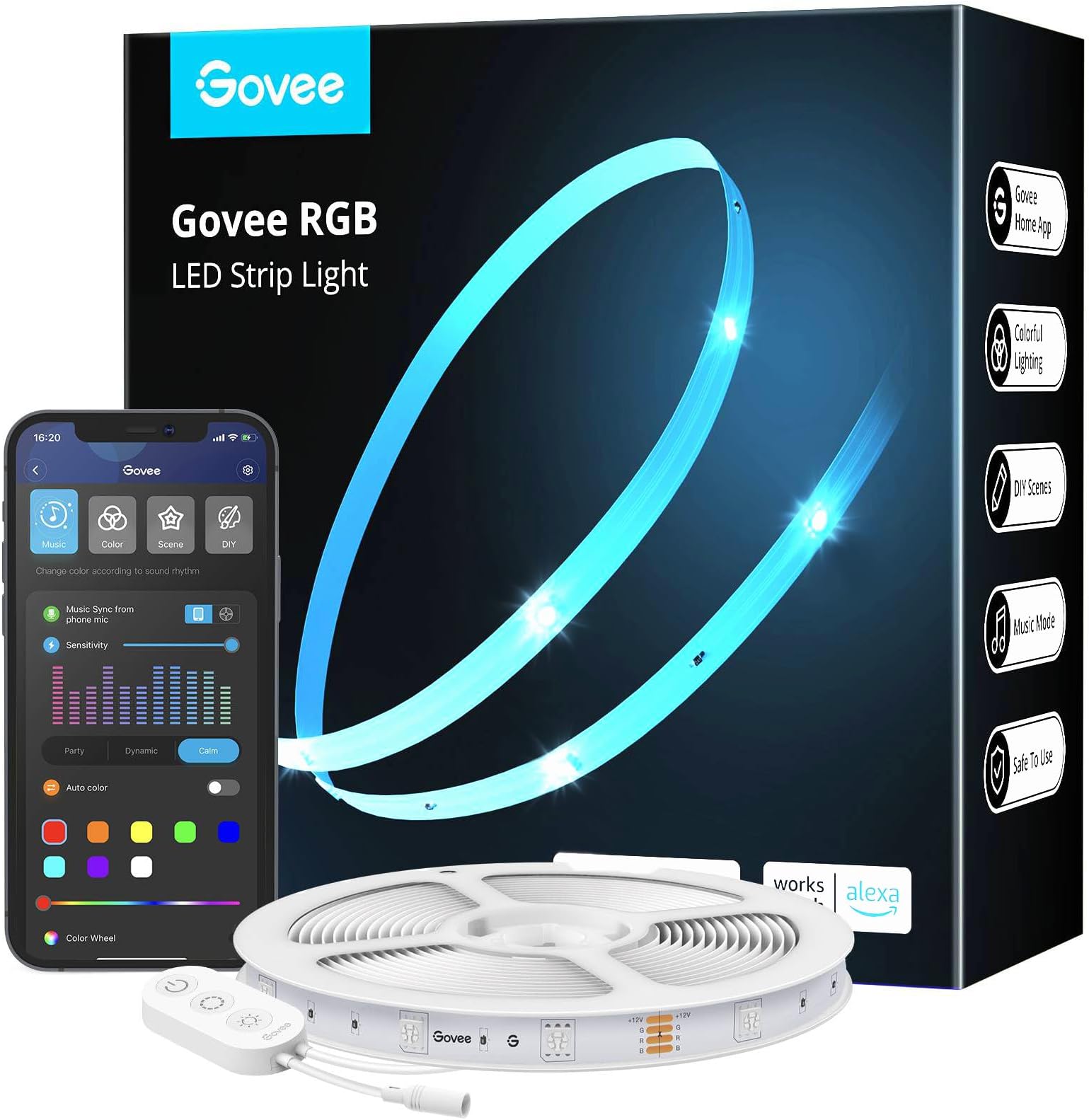 Govee Alexa LED Lights 15m, Smart WiFi App Control RGB LED Strip Lights ...