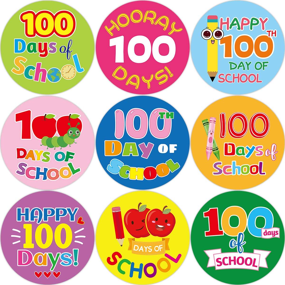 Amazon.com: 100 Days of School Stickers for Kids Happy 100th Day ...