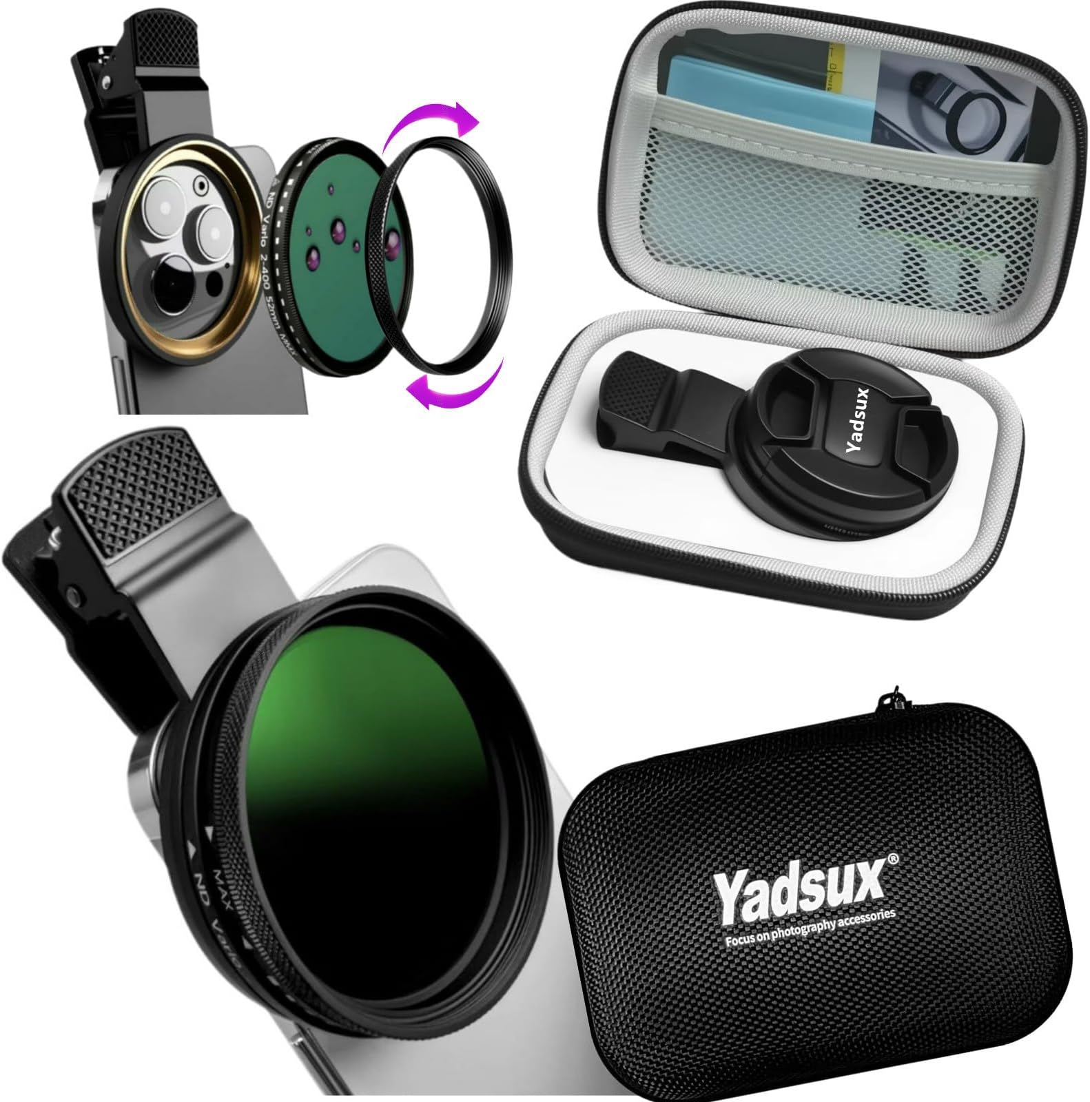 Amazon.com: 67mm Variable ND2-400 Filter for iPhone/DSLR - Phone ...