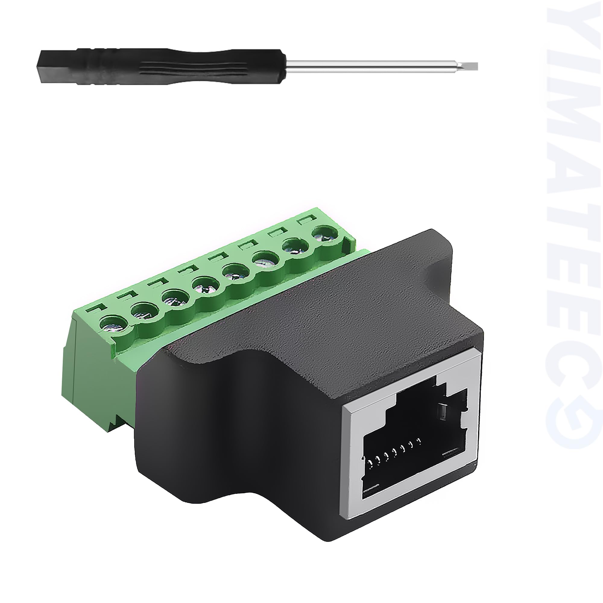 YIMATEECO RJ45 Screw Terminal Adapter, RJ45 Female to Terminal Block 8 ...