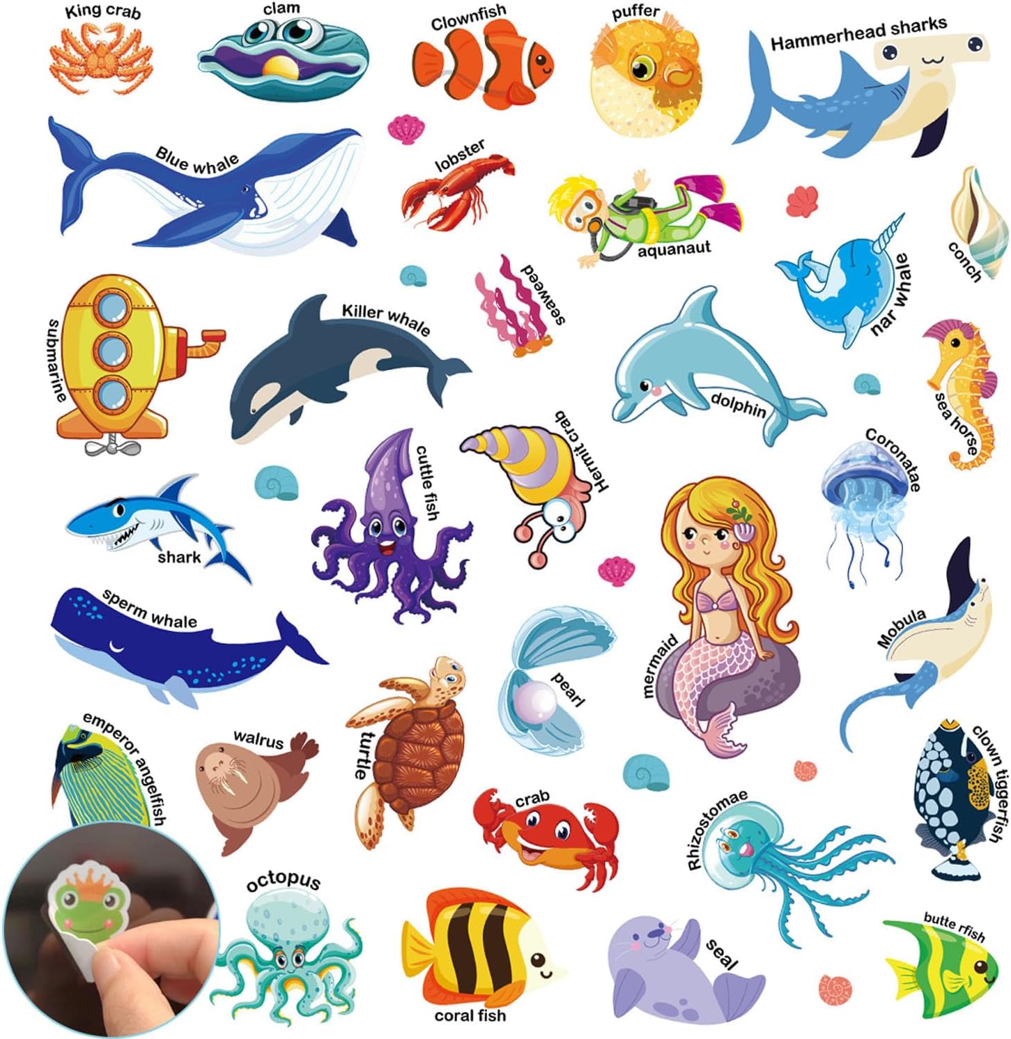 Amazon.com: 34Pcs Sea Animal Window Clings Stickers for Kids Removable ...