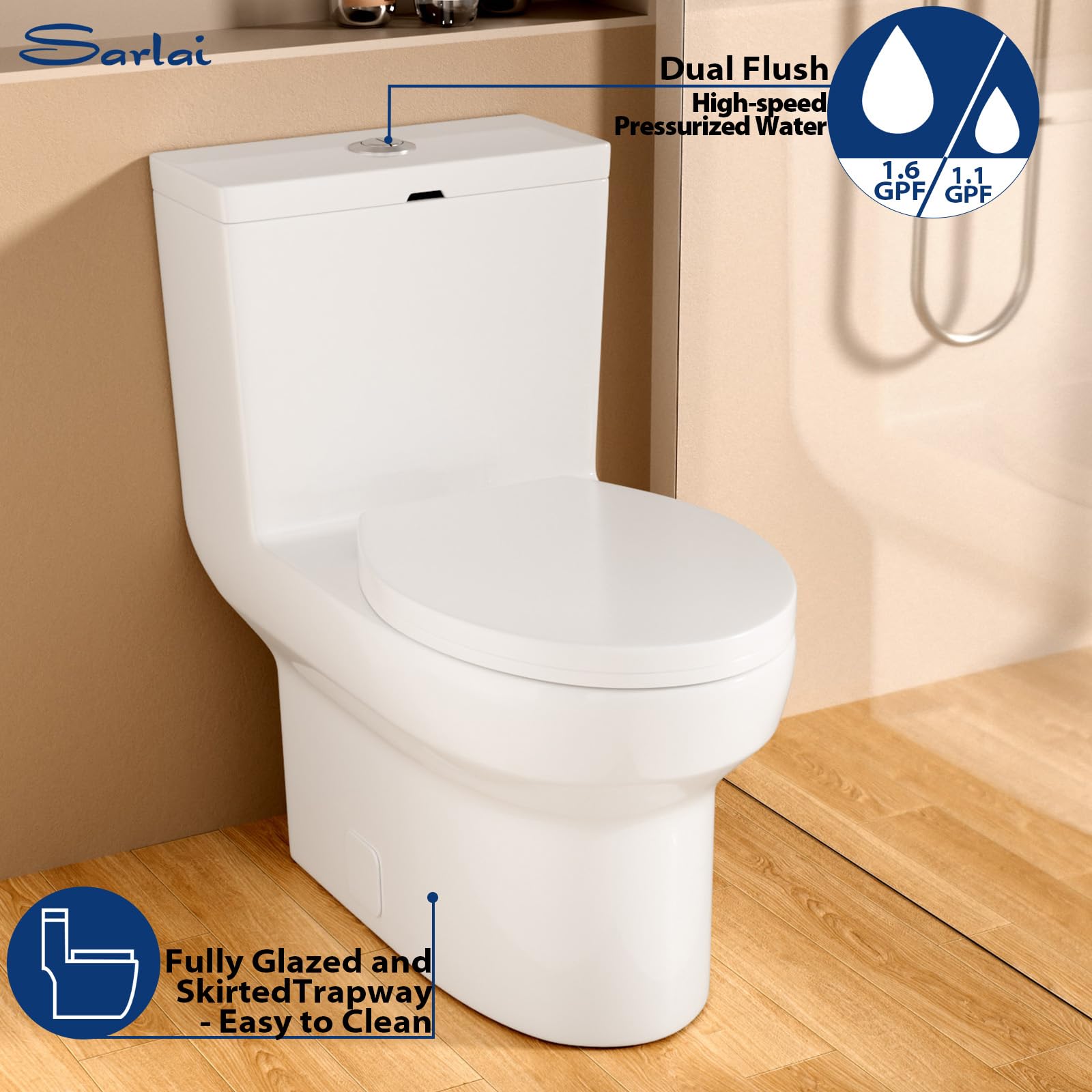 Snapklik.com : Sarlai One Piece Toilet - Bathroom Toilet Comfort Height ...