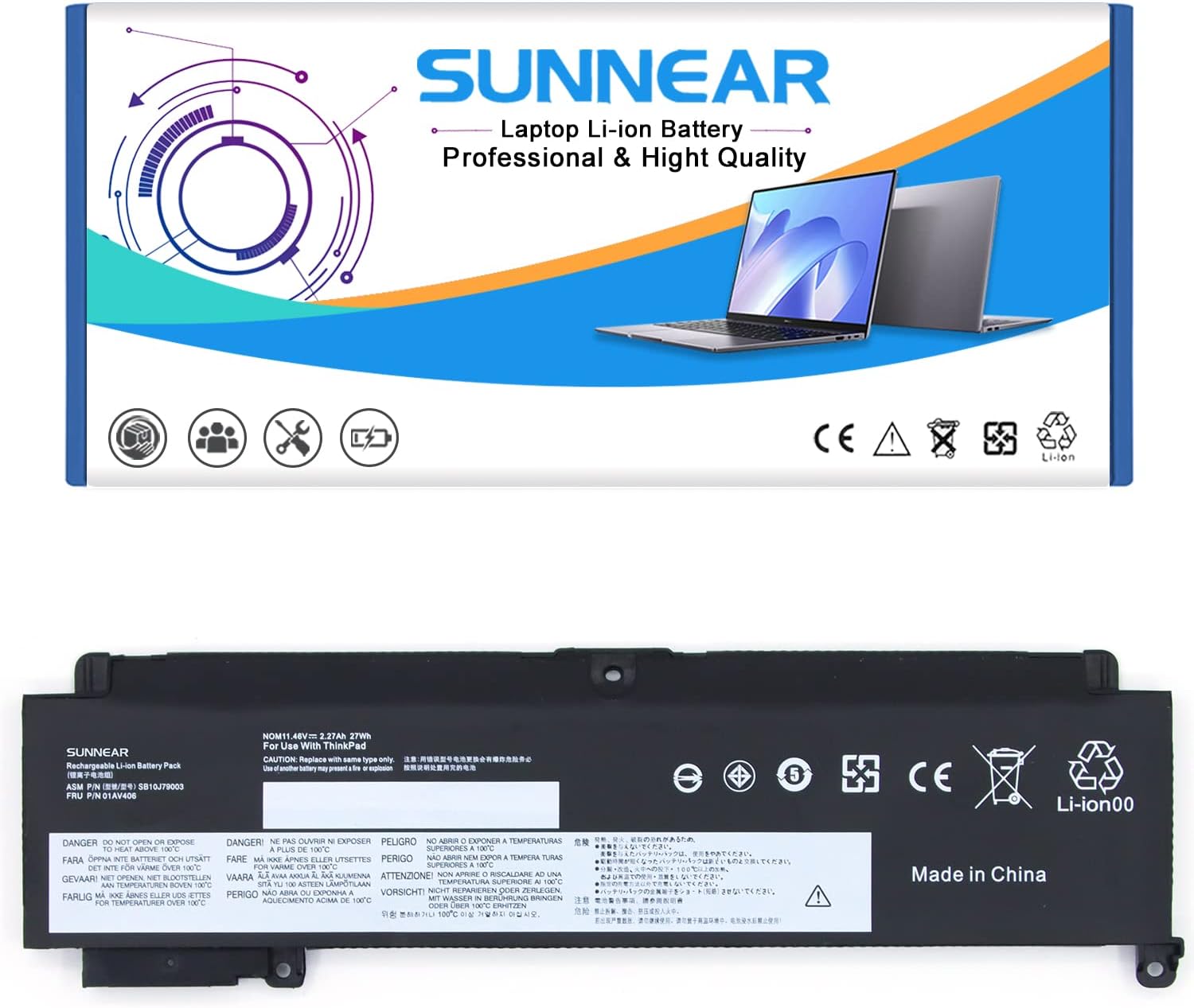 Amazon.com: SUNNEAR 01AV406 Laptop Battery Replacement for Lenovo ...
