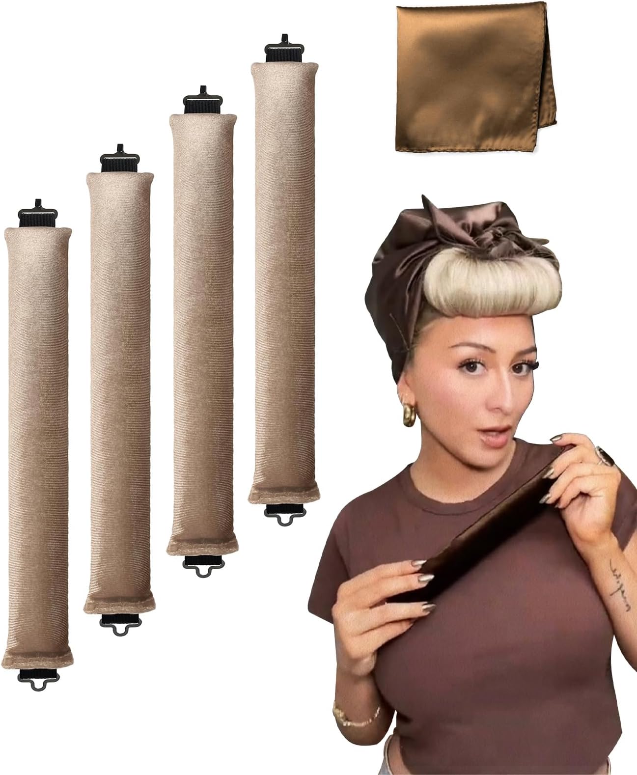 Amazon.com : Jumbo Overnight Wavy Hair Curlers Blowout Rods - No Heat ...