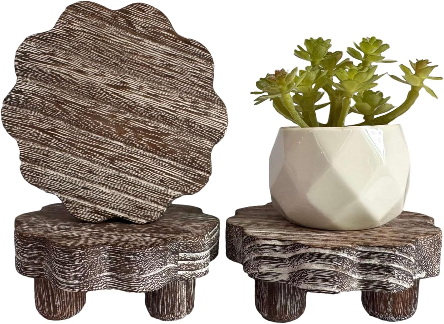 Amazon.com: DEMULANS 3 Pack Small Scalloped Wood Risers for Display ...