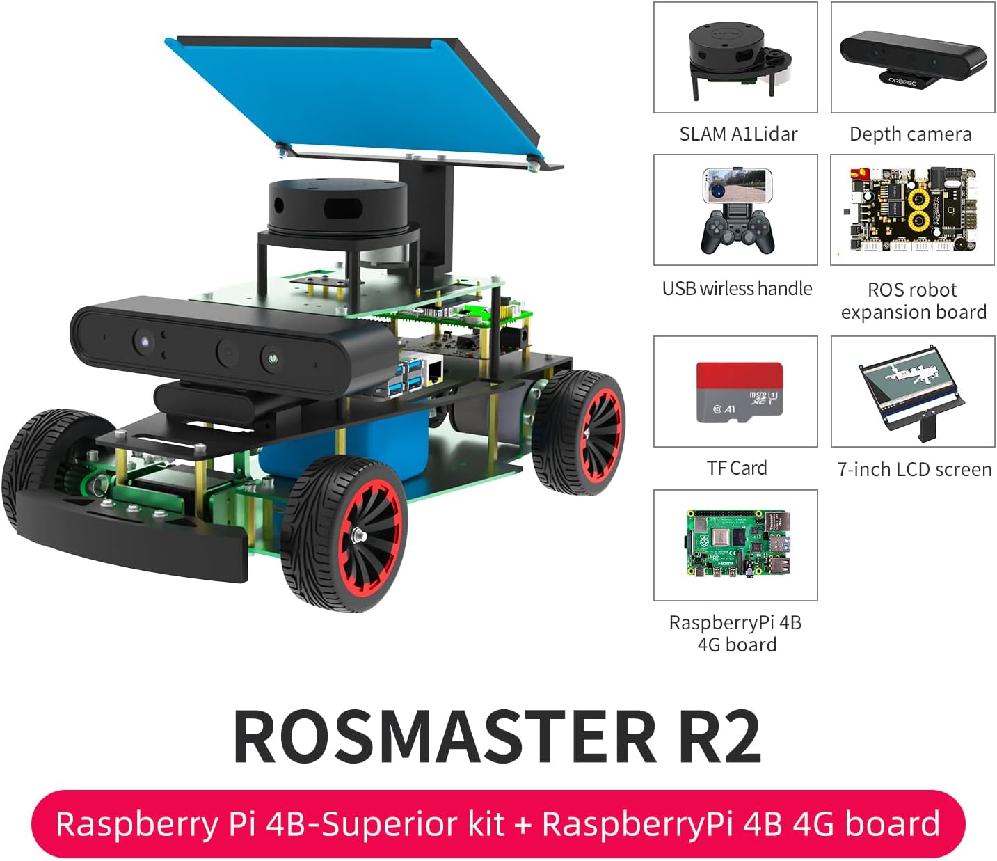 Yahboom Kit de robot inteligente AI con Pi 4B, kit robótico electrónico ...