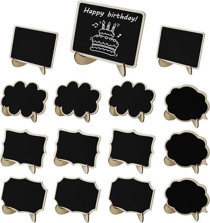 Mini Chalkboard Signs, 15 Pack 5 Styles Small Blackboard Vintage Chalk ...