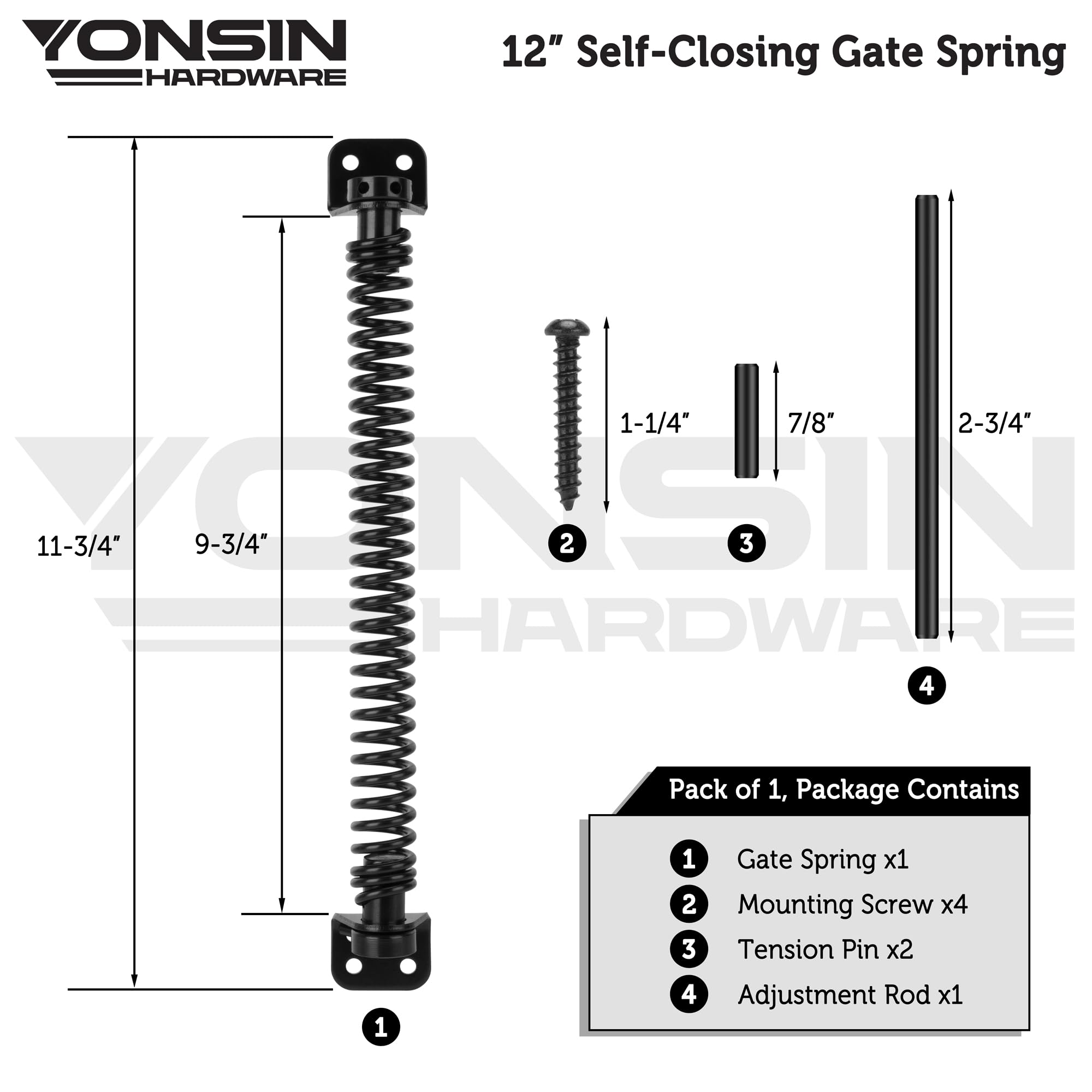 Snapklik.com : YONSIN 11-1/2" Self Closing Gate Spring Heavy Duty Door ...