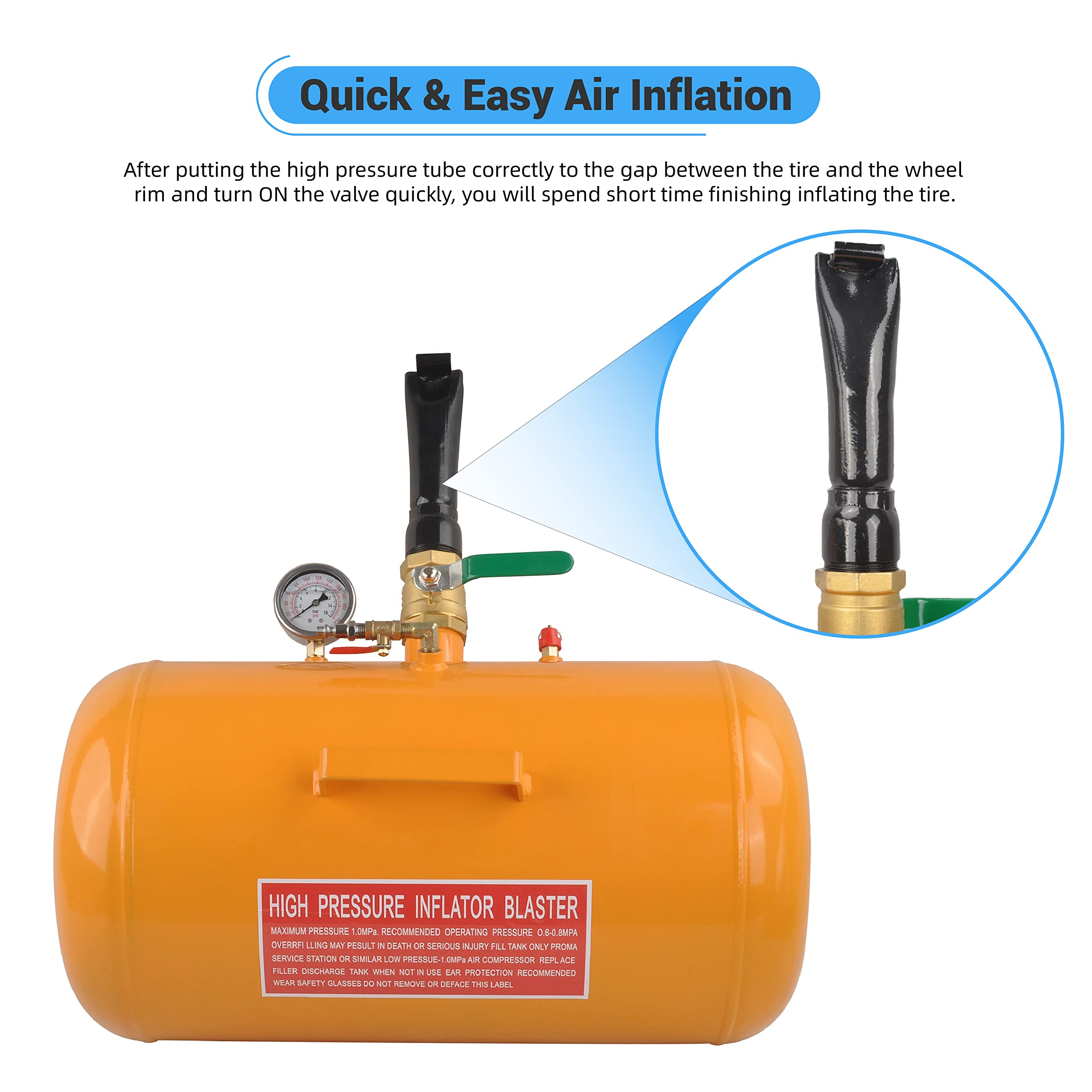 10 Gallon Air Tire Bead Seater 145 PSI Blaster Tool Seating Tire ...